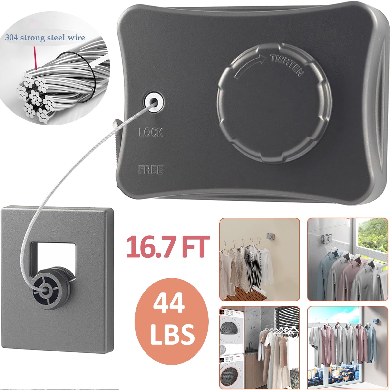 Retractable Clothesline Indoor Clothes Line for Hanging Dry and Wet ...