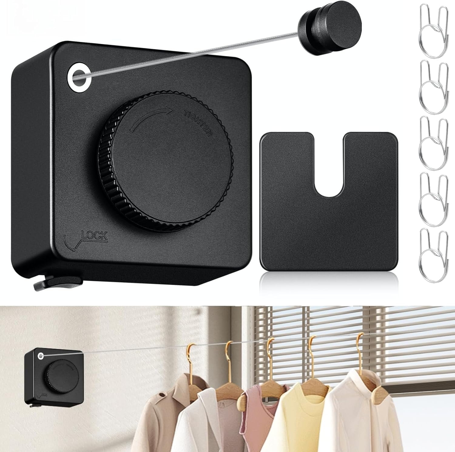 Retractable Clothesline Indoor, Non-Sagging Clothes Line Retracting ...