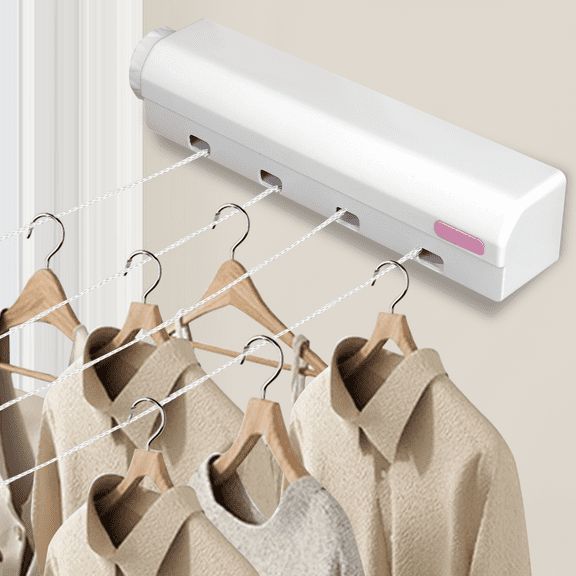 16.7Ft Retractable Clothesline, Adjustable Stainless Steel Double Rope ...