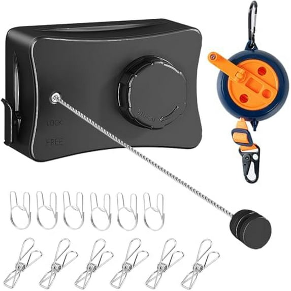 Retractable Clothesline Indoor Outdoor Clothes Line Kit, Heavy Duty ...