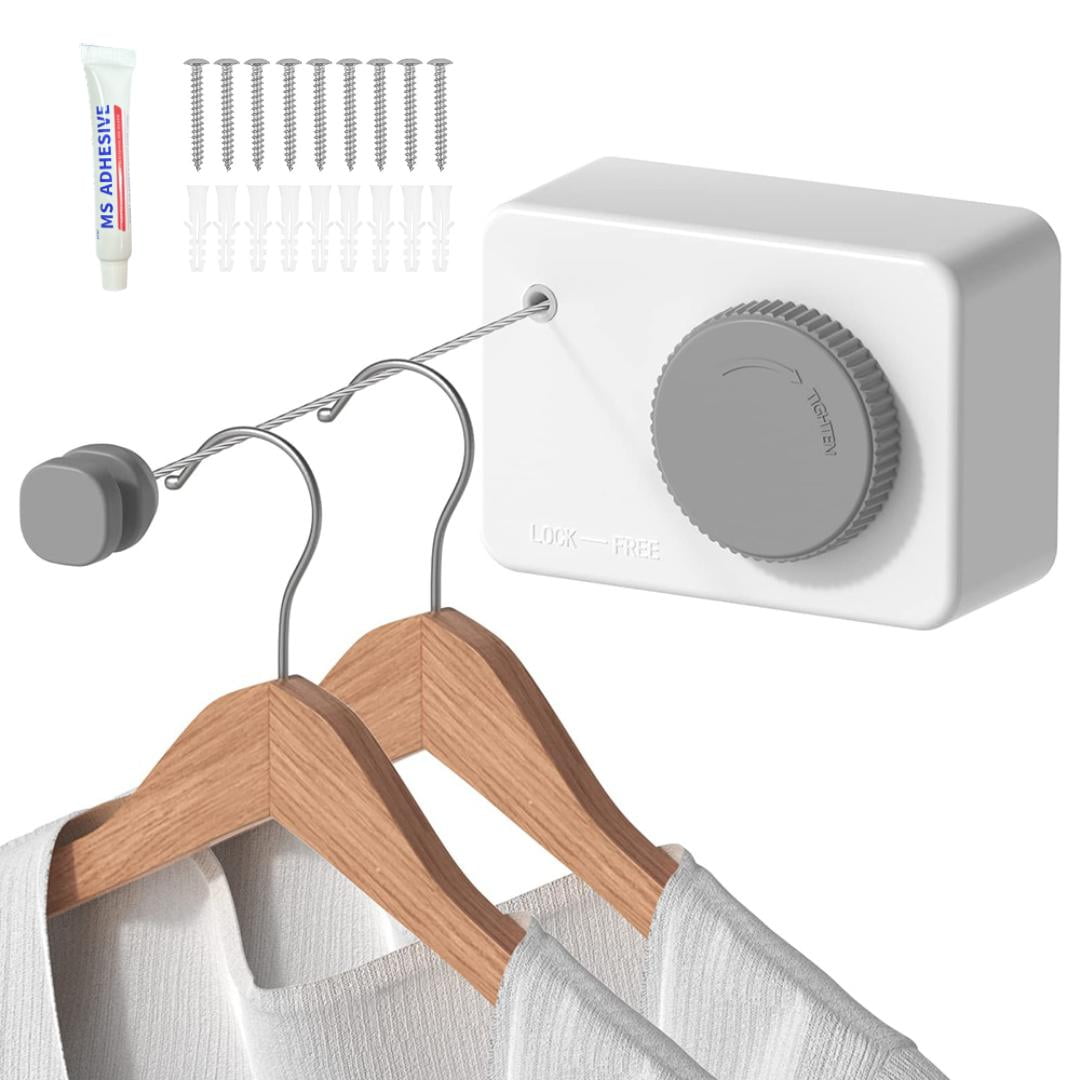 Retractable Clothesline Indoor Outdoor Washing Landry Tool，14ft Clothes ...