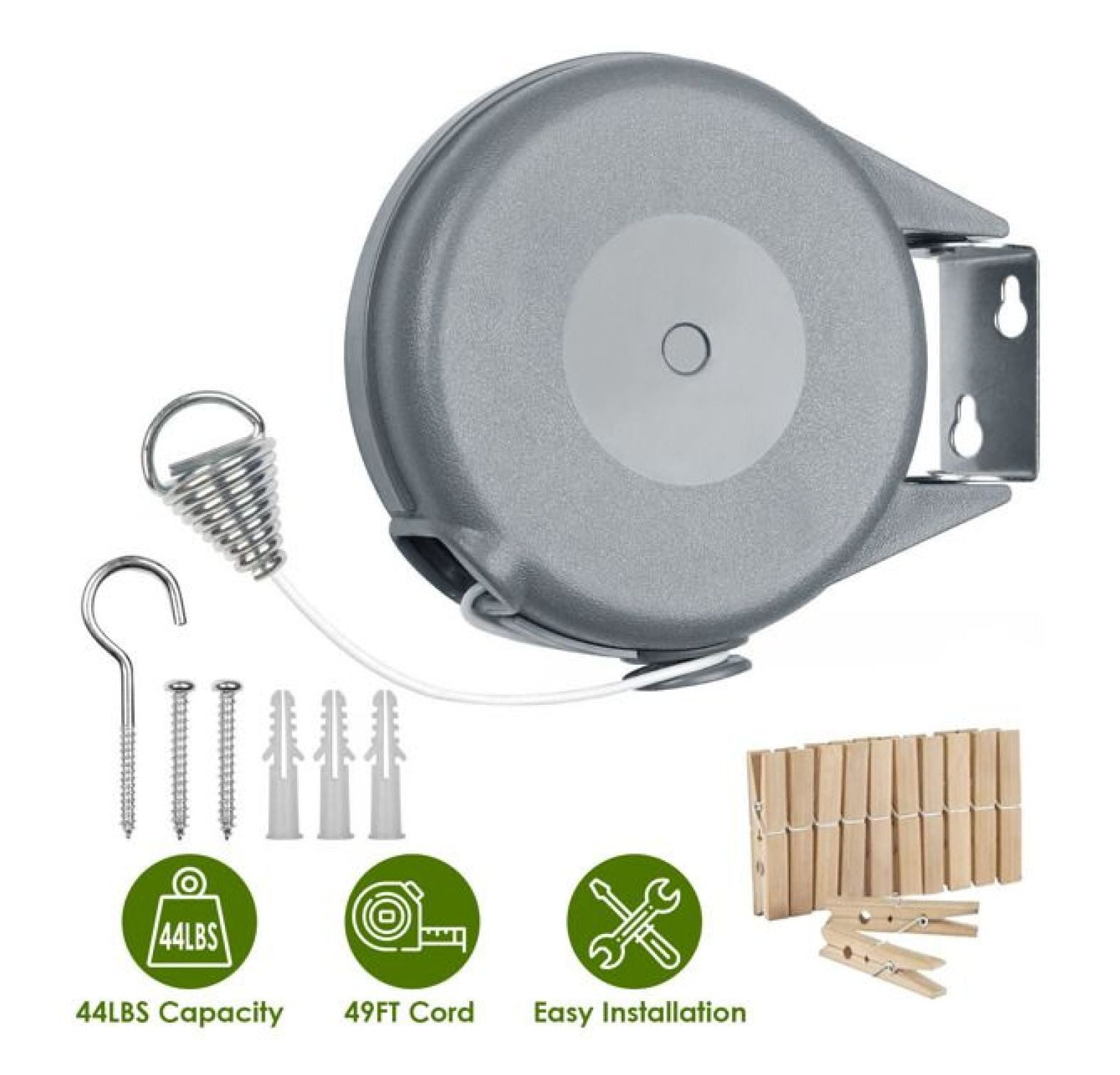 Retractable Clothesline Outdoor - 49ft Heavy Duty Laundry Line ...