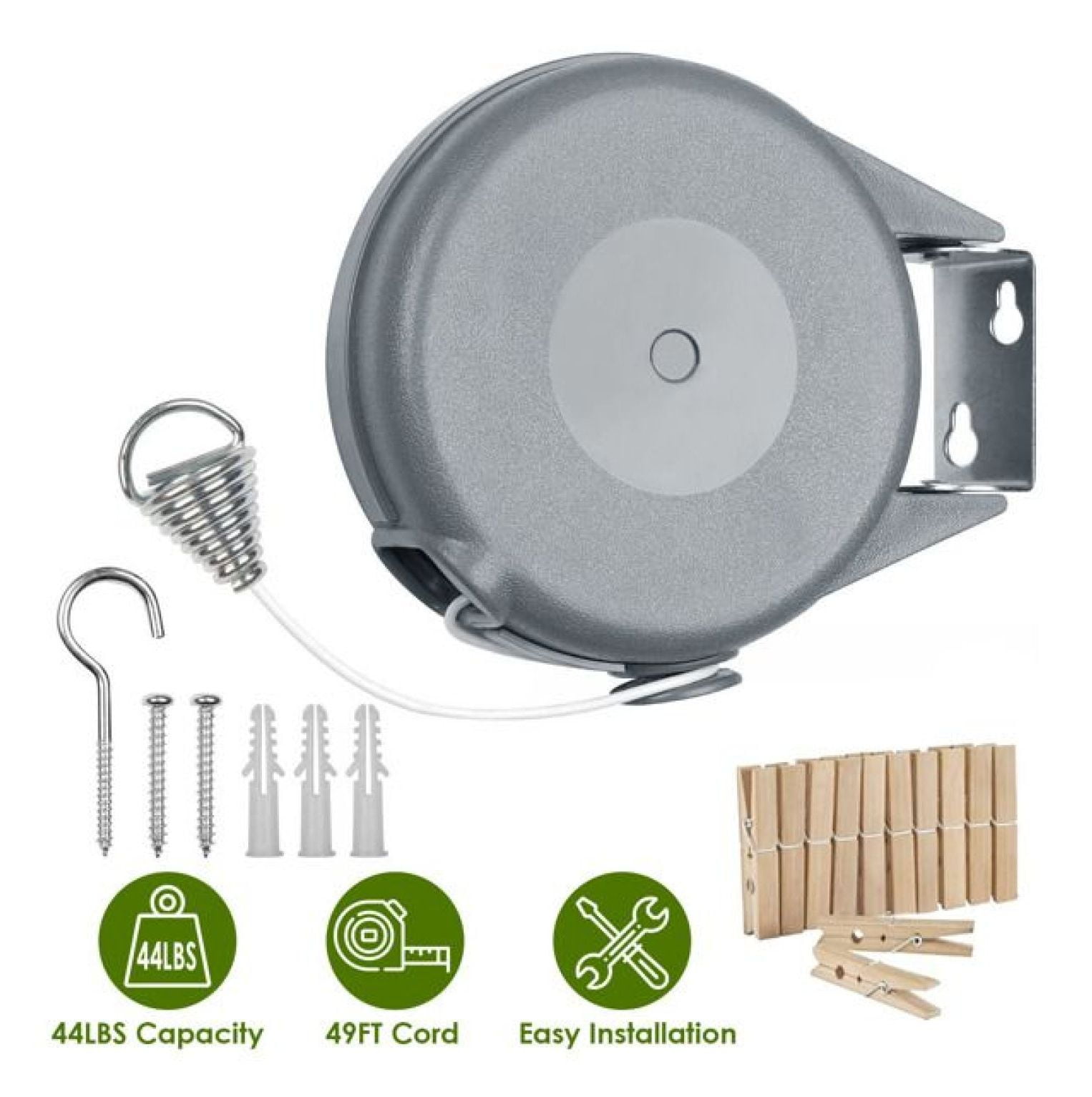 Retractable Clothesline Outdoor - 49ft Heavy Duty Laundry Line ...