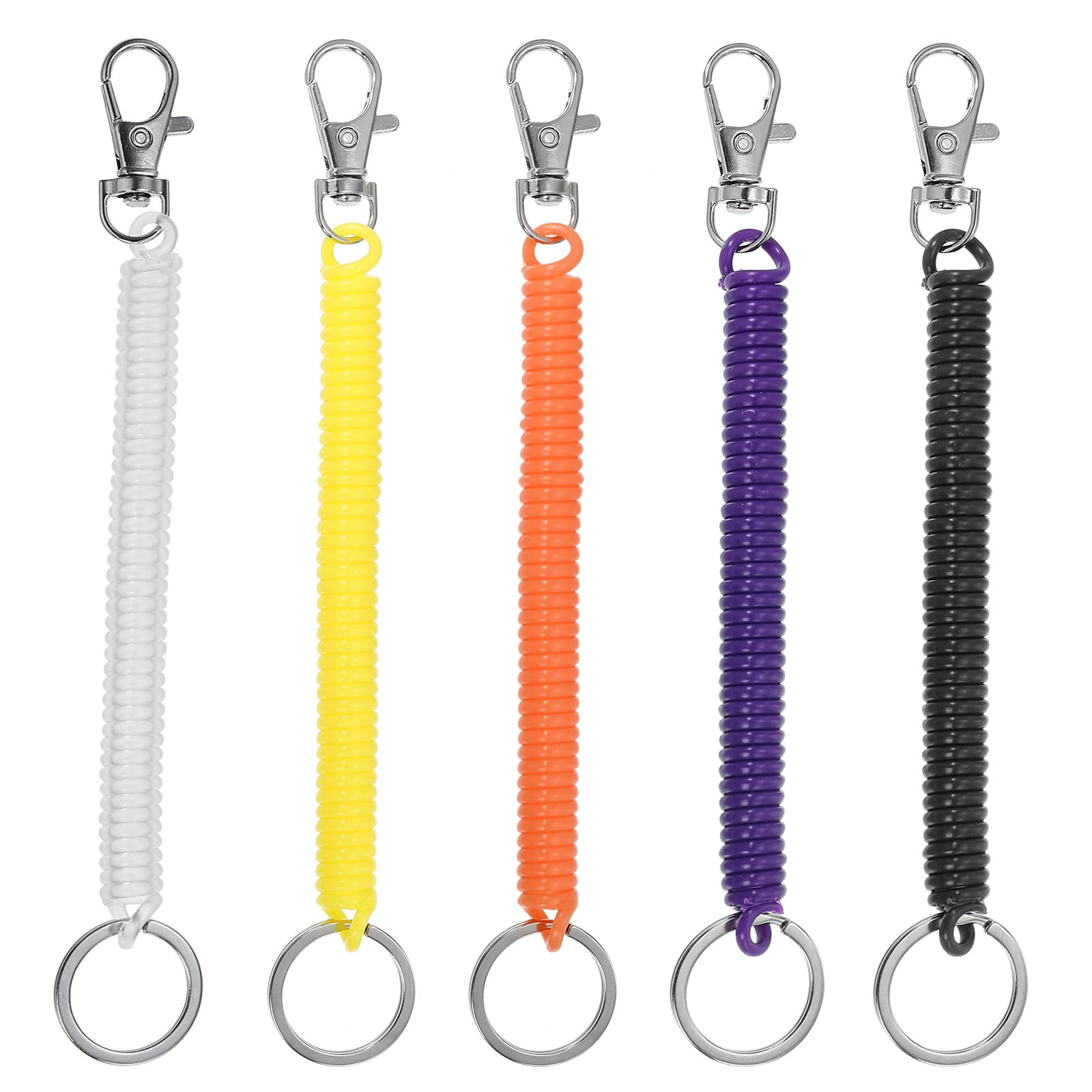 Retractable Coil Springs Keychain with Metal Lobster Clasp Keyring for ...