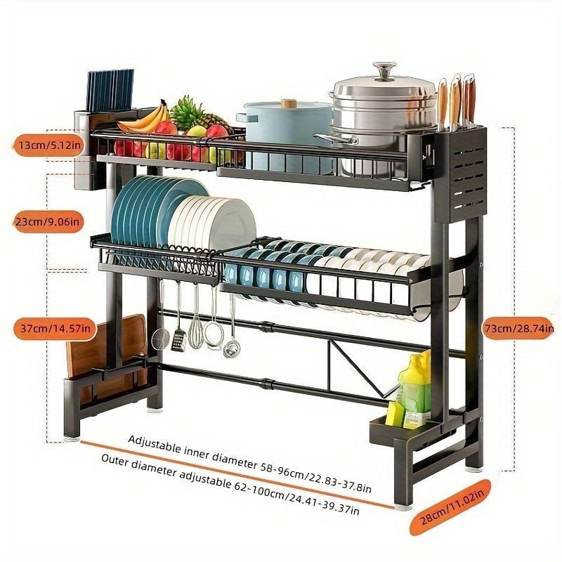Retractable Countertop Dish Rack – Black - Walmart.com