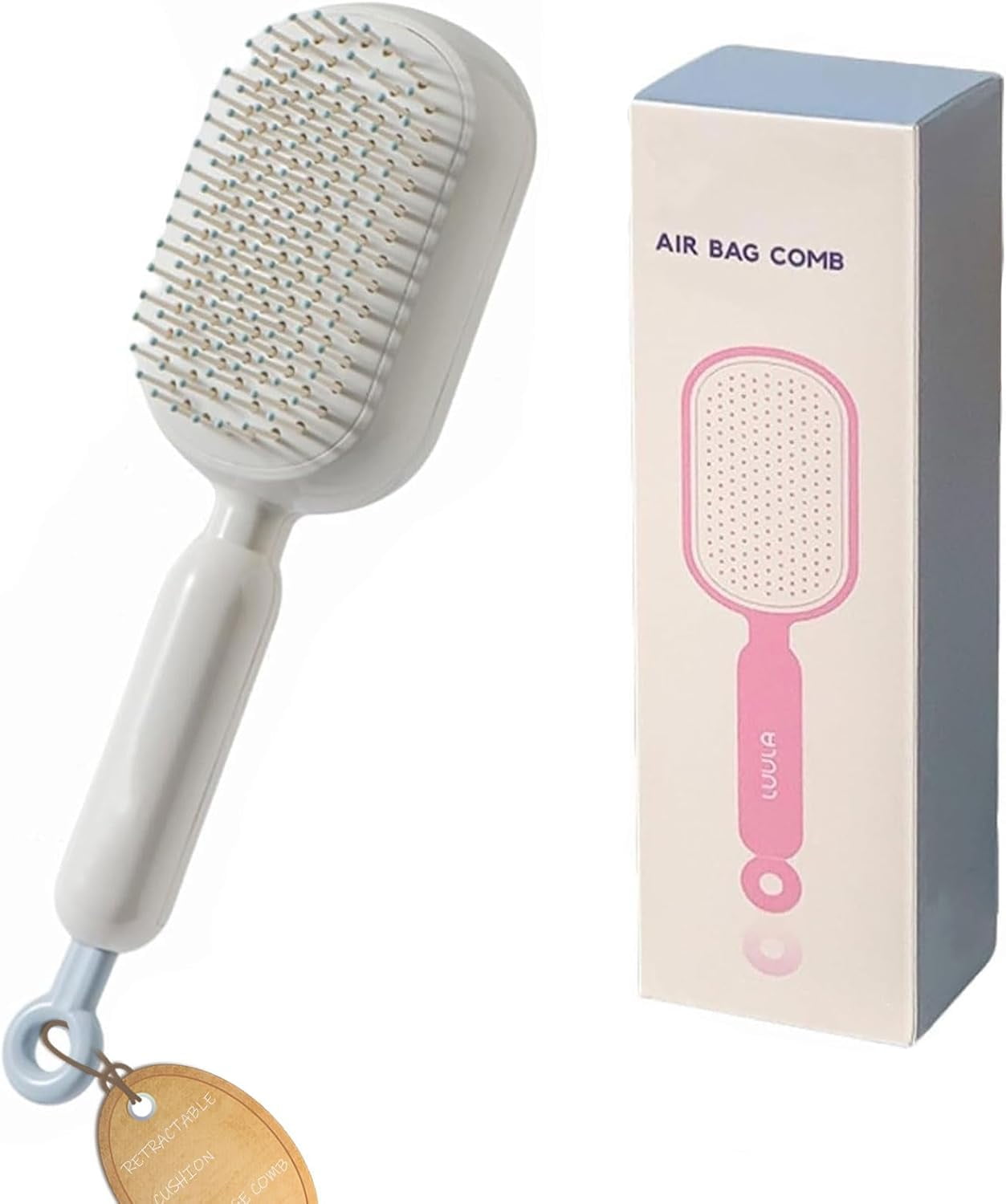 Retractable Cushion Massage Comb, Anti Static Self Cleaning Hair Brush ...