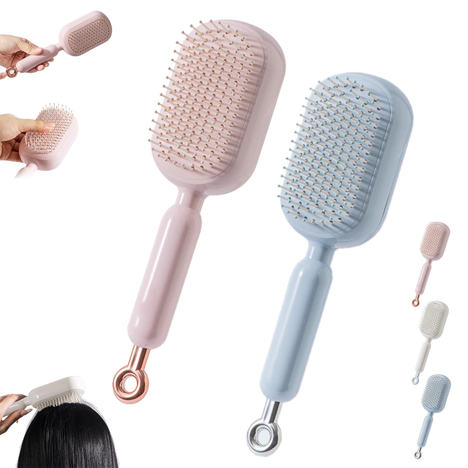 Retractable Cushion Massage Comb Brush, Anti-Static Detangling Scalp ...