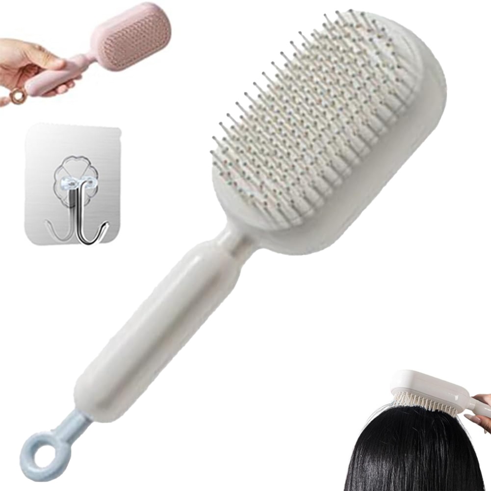 Retractable Cushion Massage Comb Brush, Anti-Static Self Cleaning Hair ...