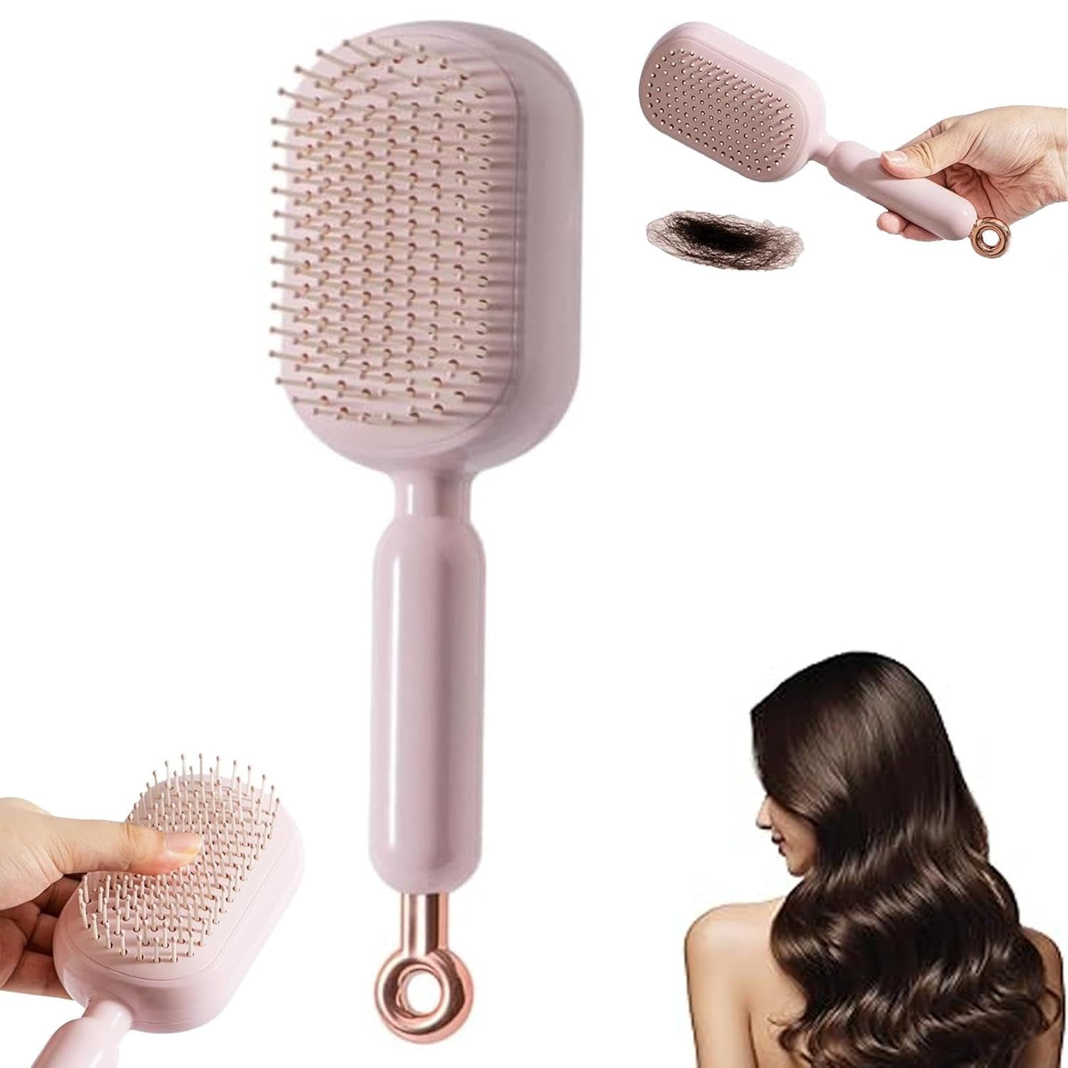 Retractable Cushion Massage Comb, Self Cleaning Hair Brush with Anti ...