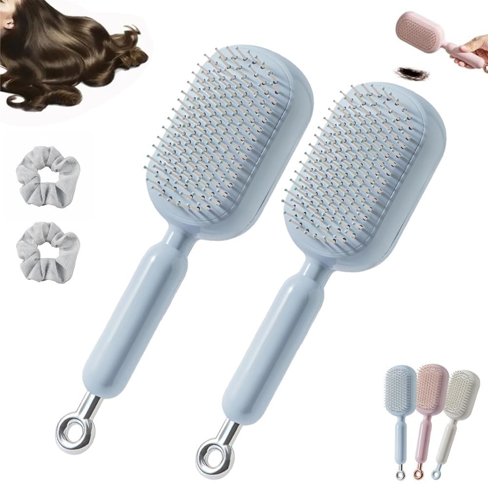 Retractable Cushion Massage Comb, Self Cleaning Hair Brush, Hair Brush ...
