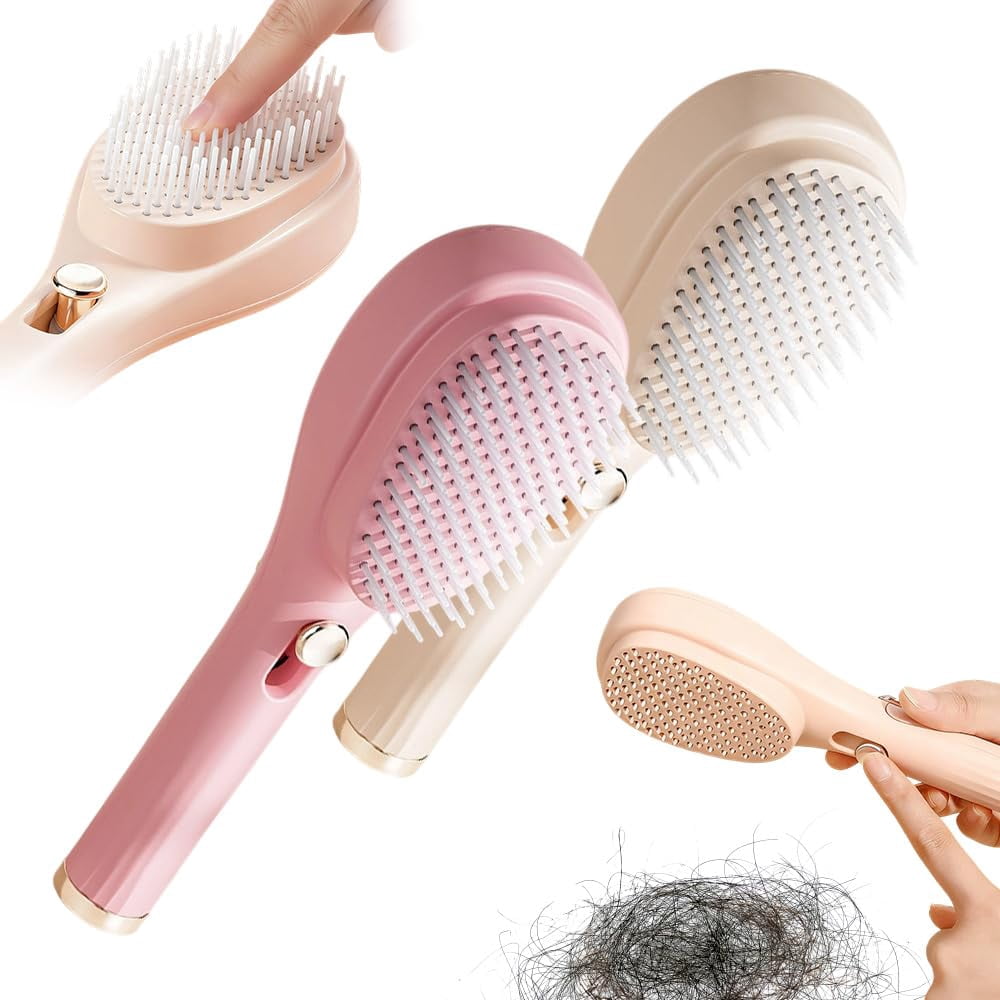 Retractable Cushion Massage Comb, Upgraded Anti Static Self Cleaning ...