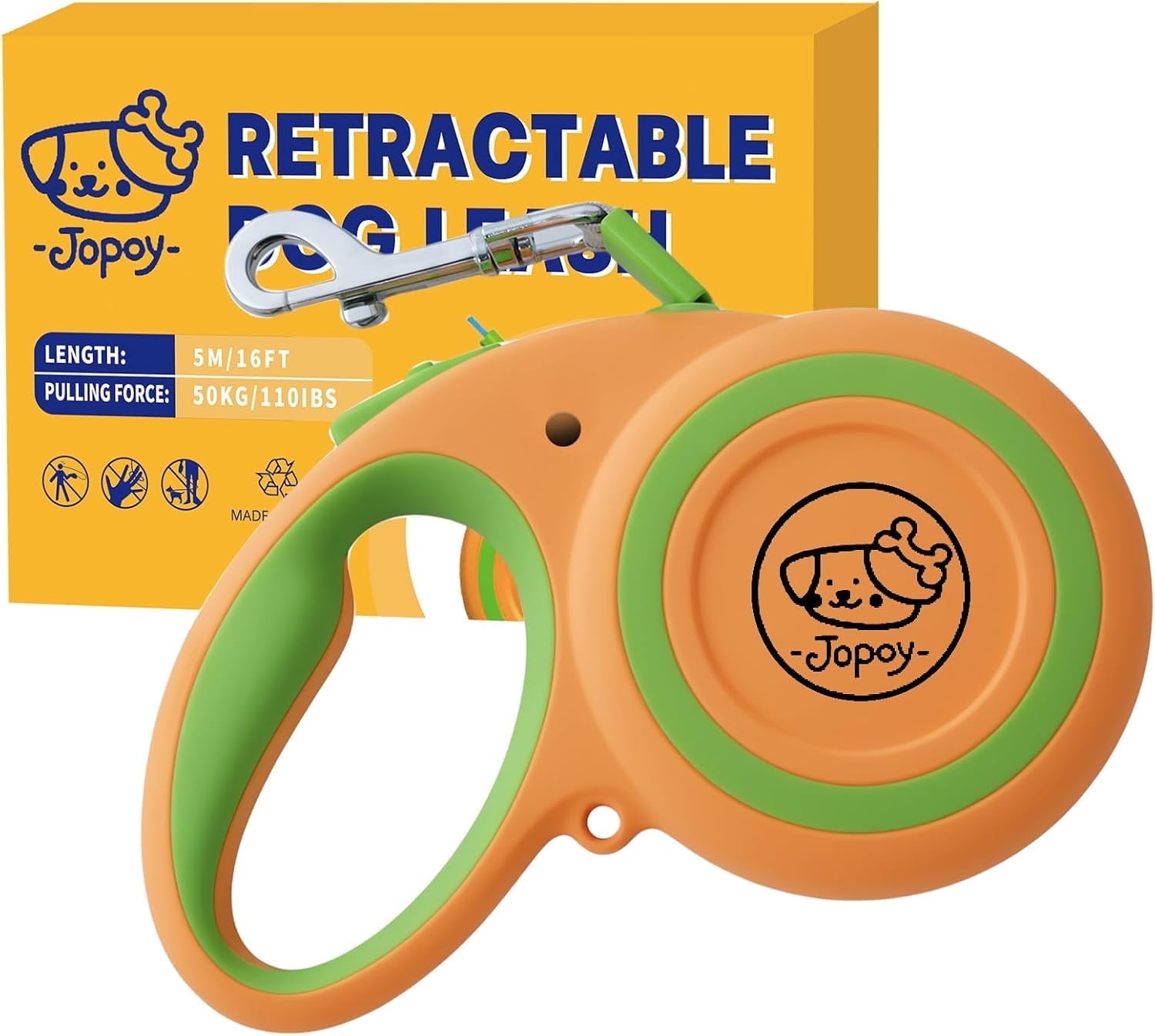 Retractable Dog Leash 16 FT for Dogs up to 110 lbs Strong Nylon Tape ...