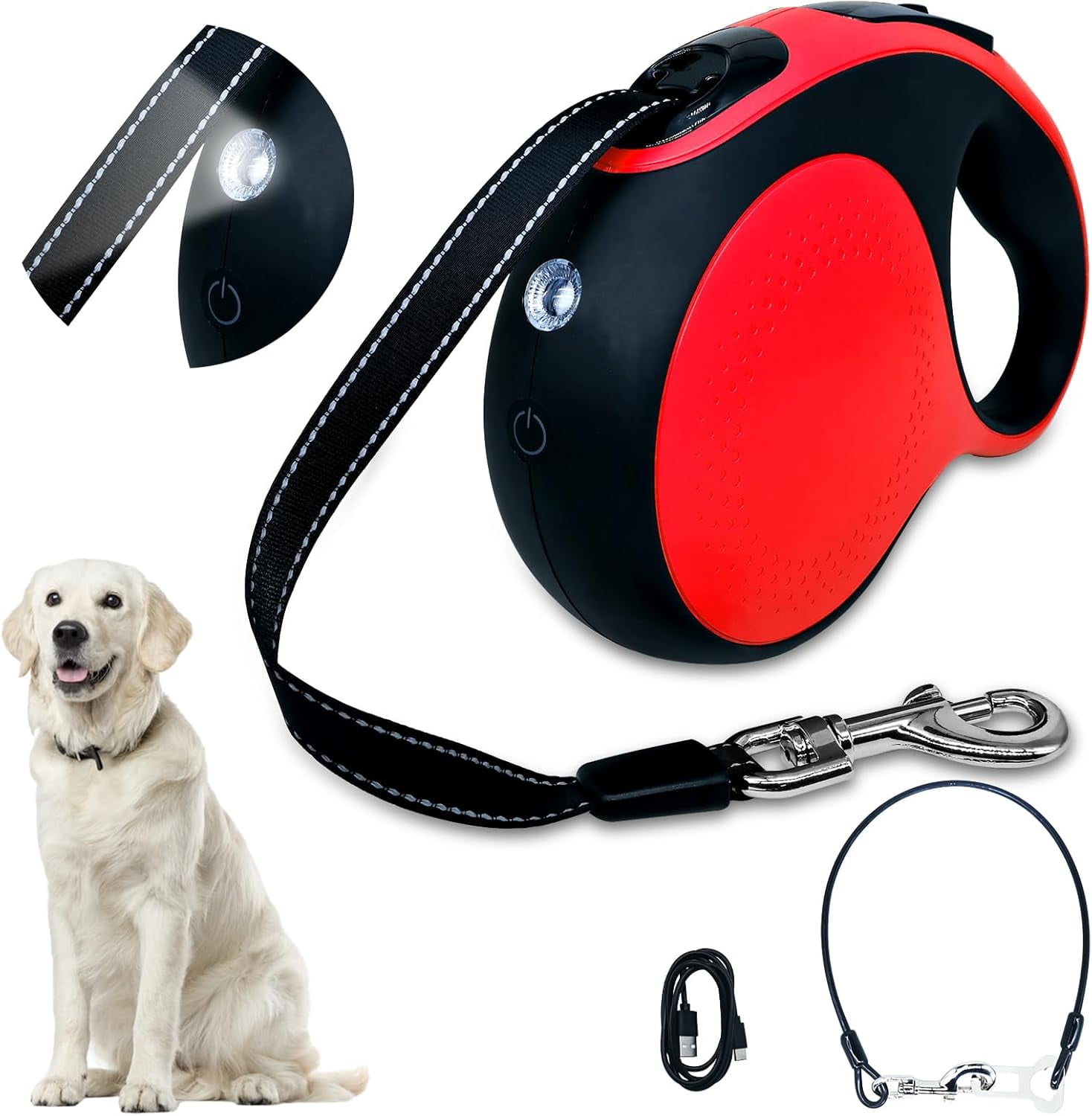 Retractable Dog Leash 26FT for Medium Large Dogs, Heavy Duty Nylon Tape ...