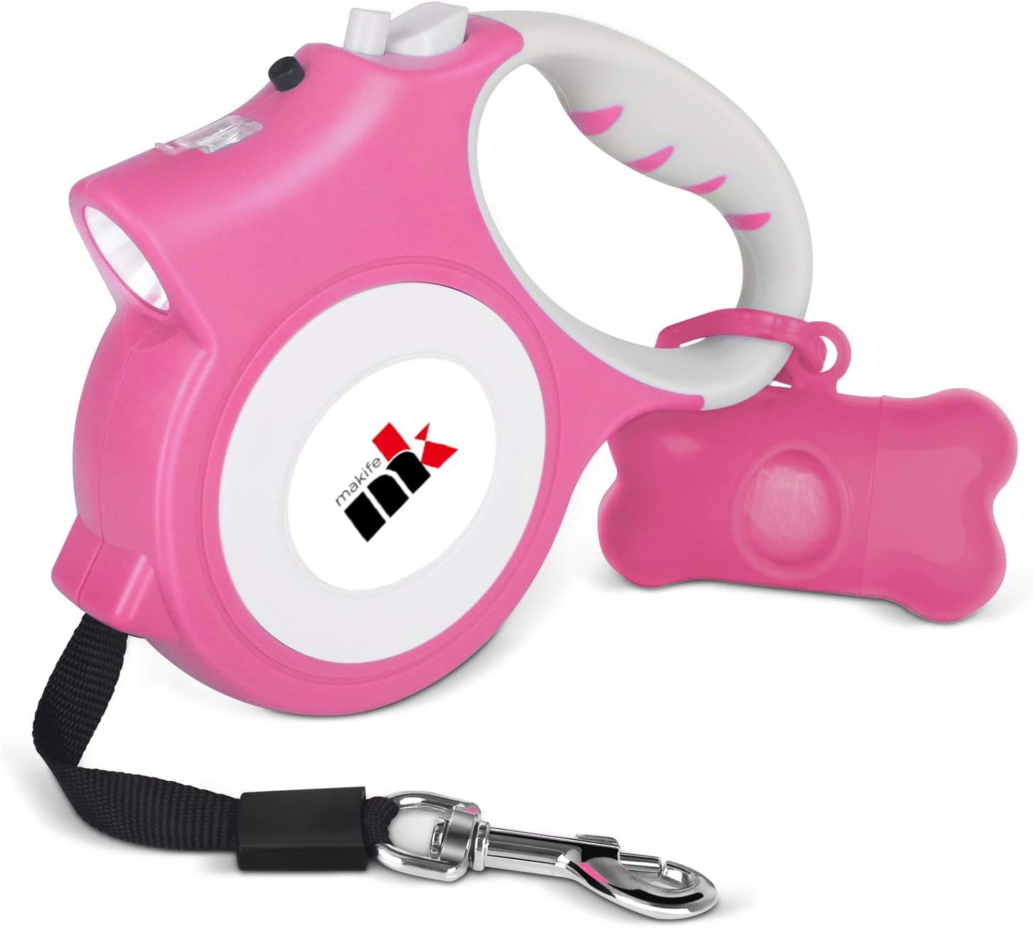 Mowis Retractable Dog Leash, 5m Extendable Nylon Lead, LED Light, One ...