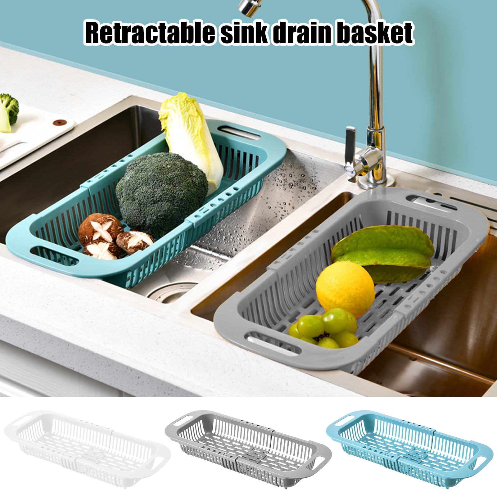 Retractable Drain Basket Over-the-sink Multifunction Food Grade ...
