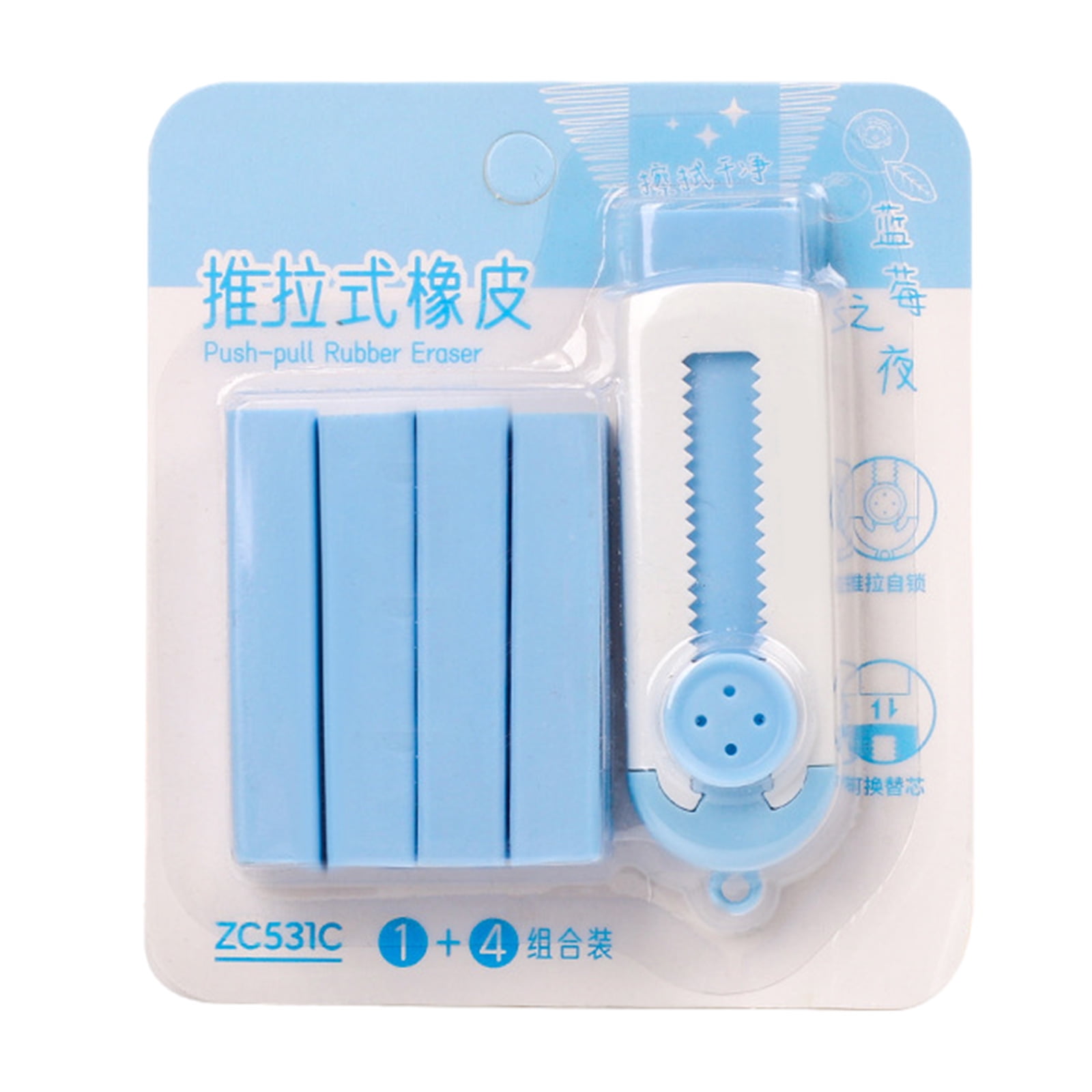 Retractable Eraser Refillable Sliding Pencil Eraser with 4 Eraser ...