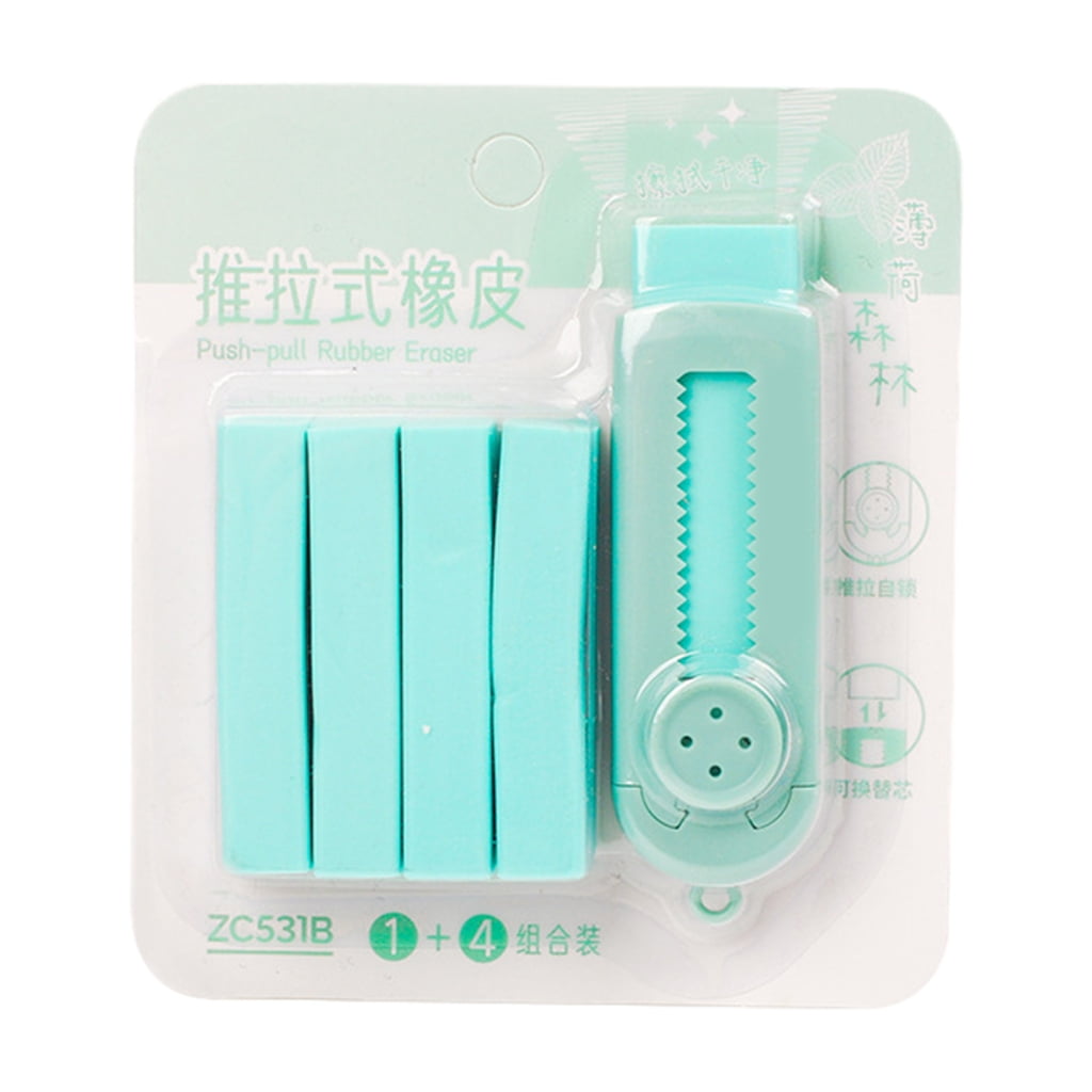 Retractable Eraser with 4 Eraser Refills Refillable Sliding Pencil ...