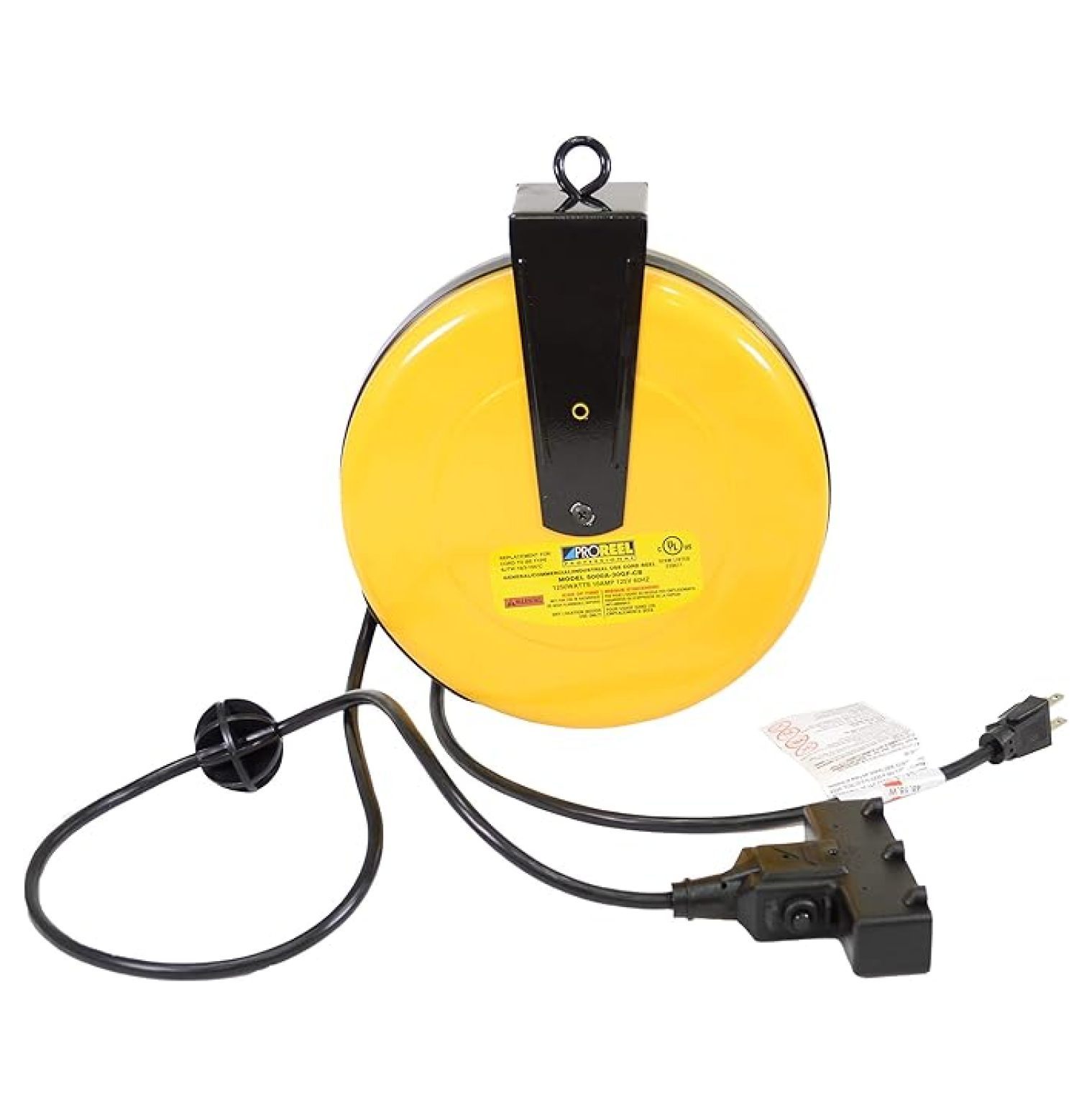 Retractable Extension Cord Reel - 30ft 16/3 SJTW Heavy Duty - Tri-Tap ...