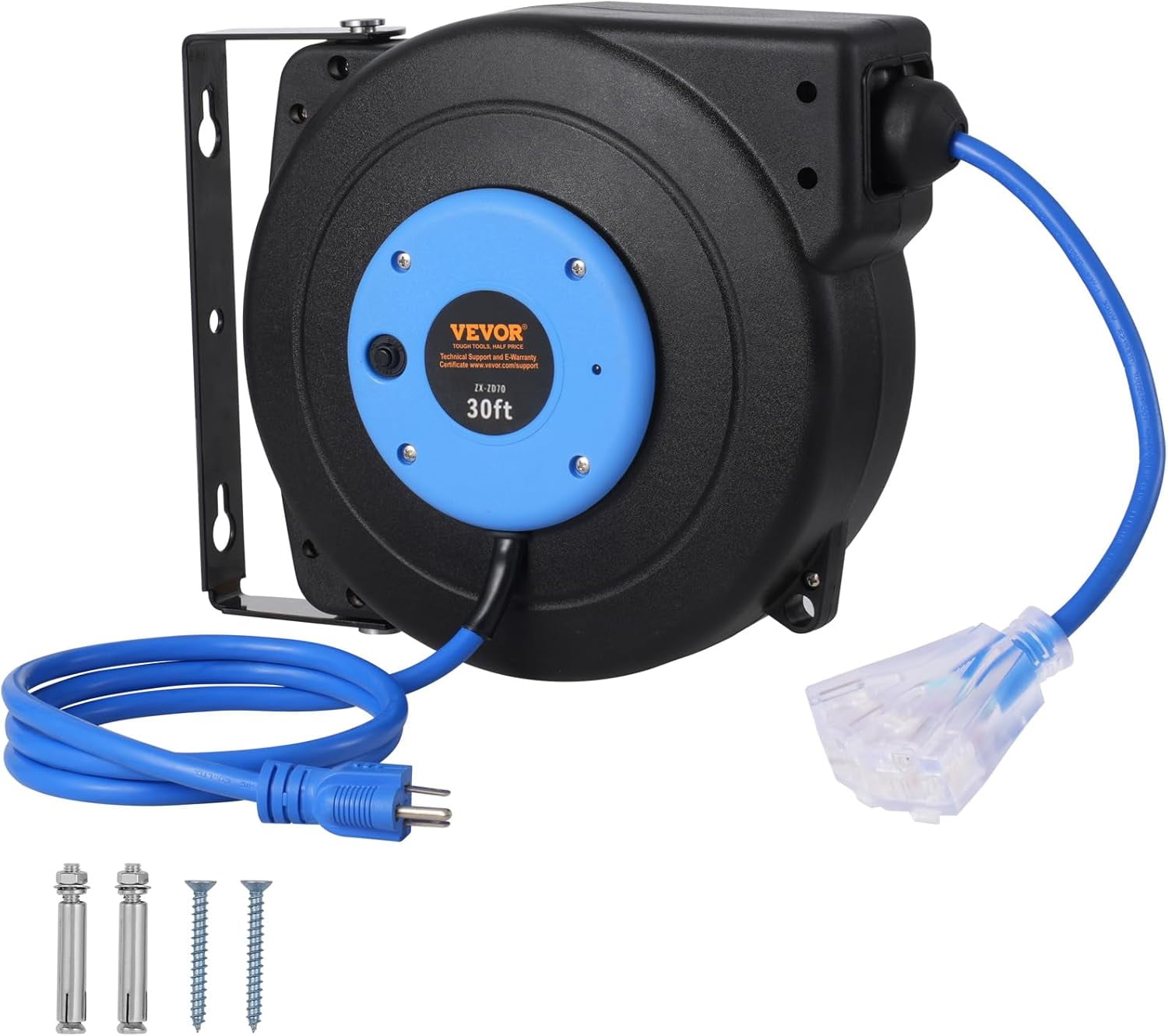 Retractable Extension Cord Reel, 65 FT, Heavy Duty 12AWG/3C SJTOW Power ...