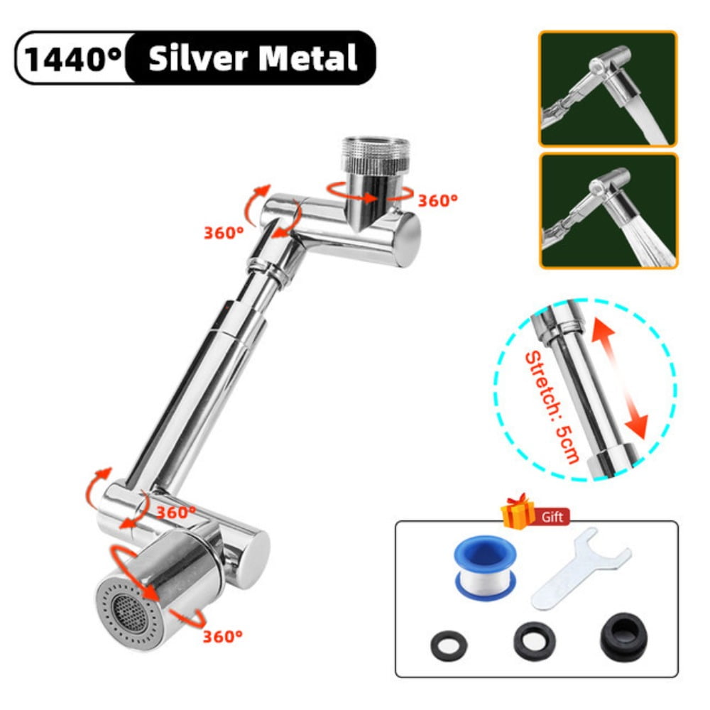 Retractable Faucet Aerator 1440掳 Rotatable Robotic Arm Extender Splash ...