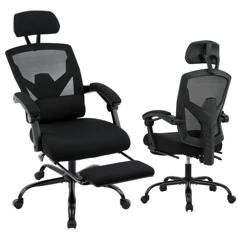 Retractable Footrest Ergonomic Swivel Office Chair with Lumbar Support Pillow and Padded Armrests Walmart
