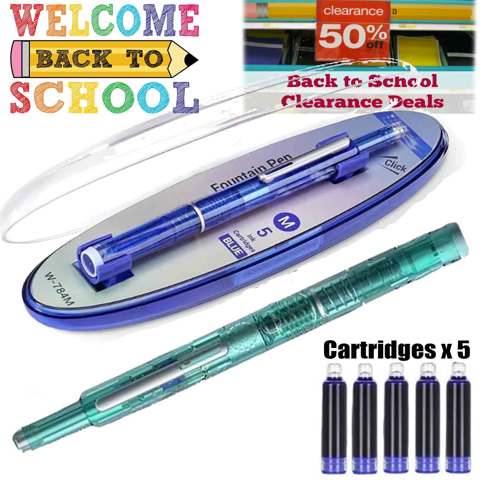 Retractable Fountain Pen, Fountain Pen Retractable: 0.38mm Blue&Black ...