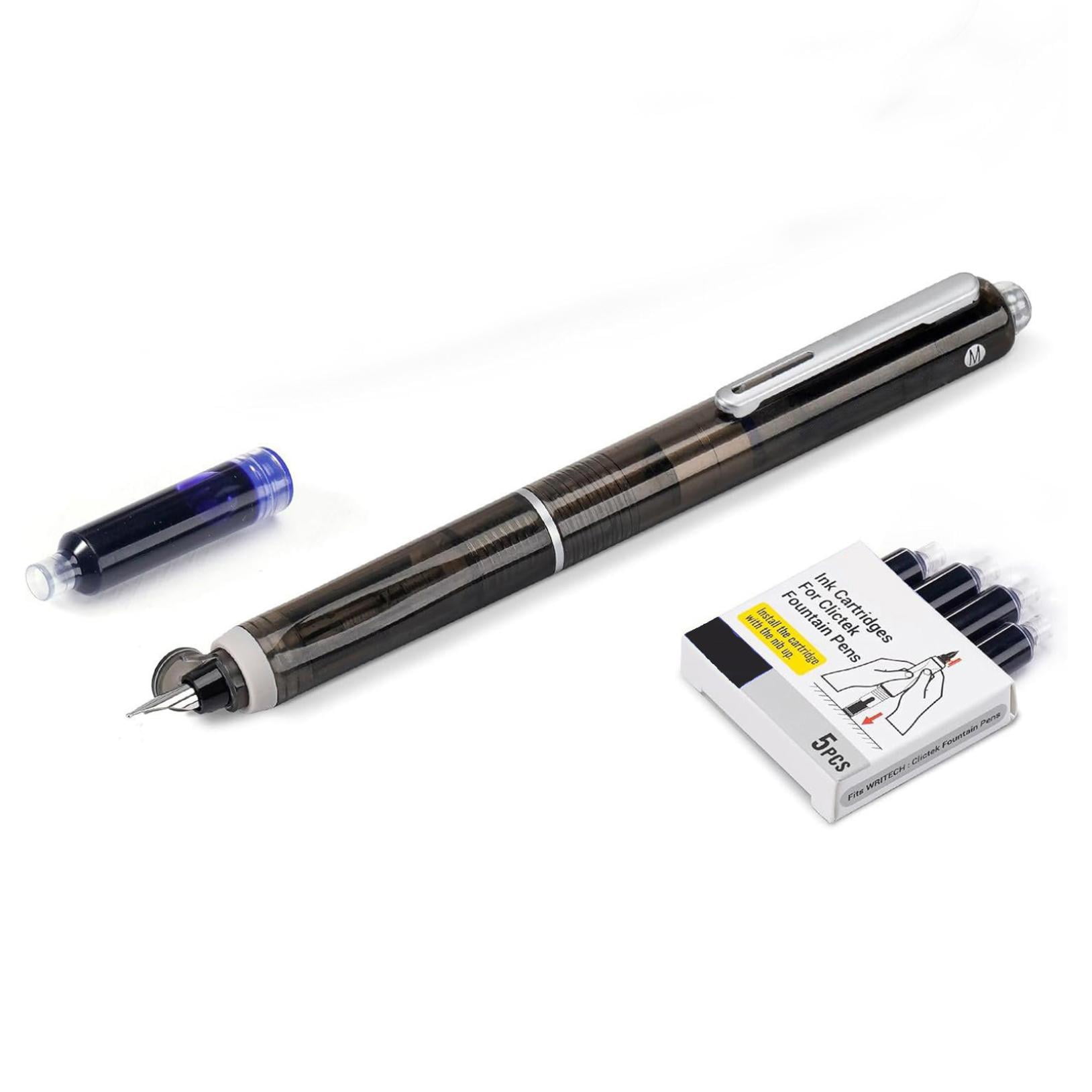 Retractable Fountain Pen,Fountain Pen Retractable: Black Ink Medium Nib ...
