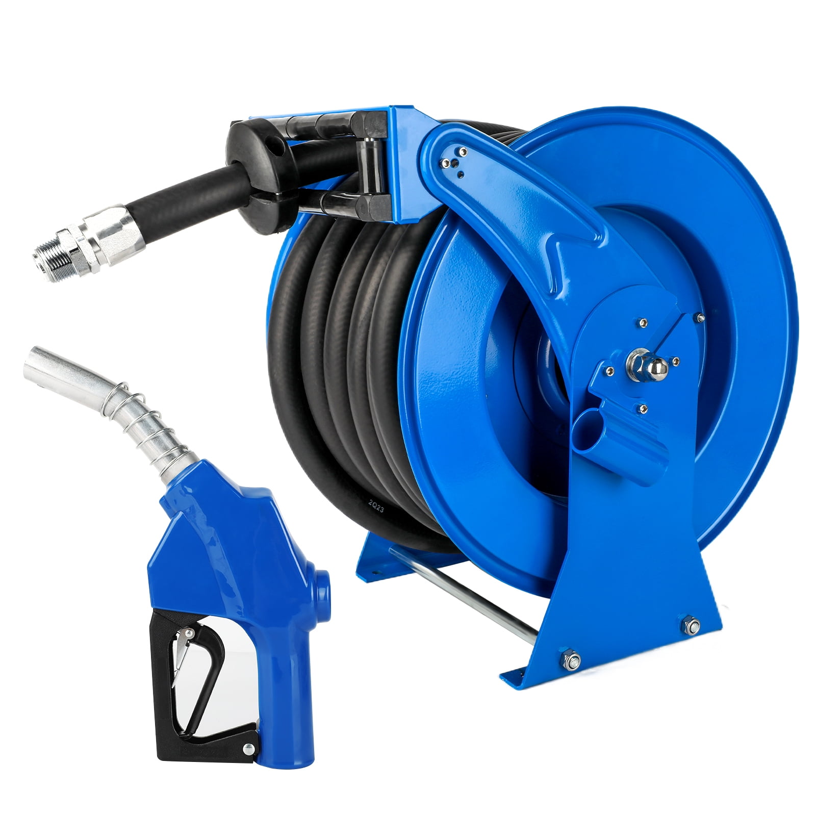 Retractable Fuel Hose Reel with Refueling Nozzle Gun, 1" x 50ft Spring ...