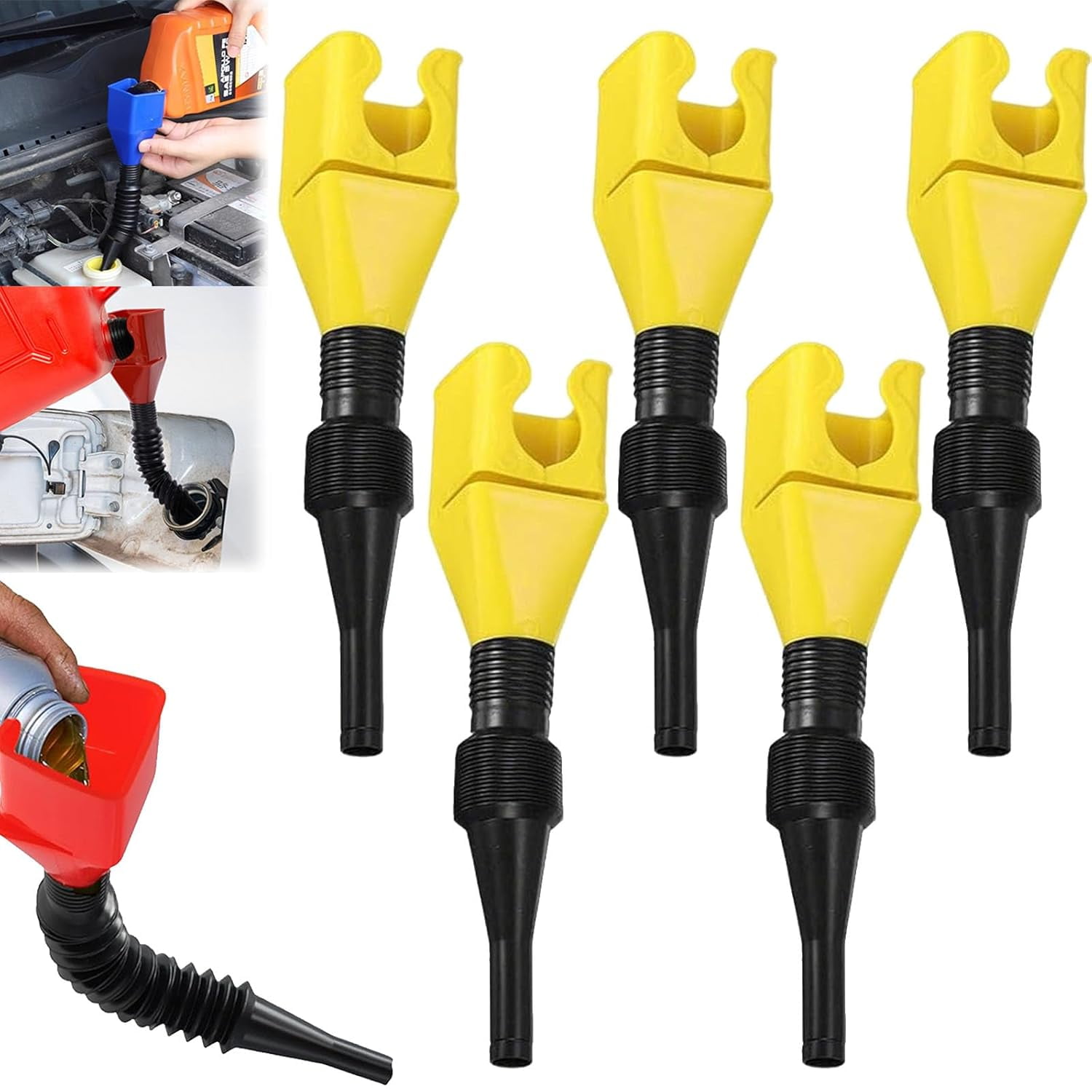 Retractable Funnel with Flexible Hose, Wide Mouth Snap on Funnel with ...