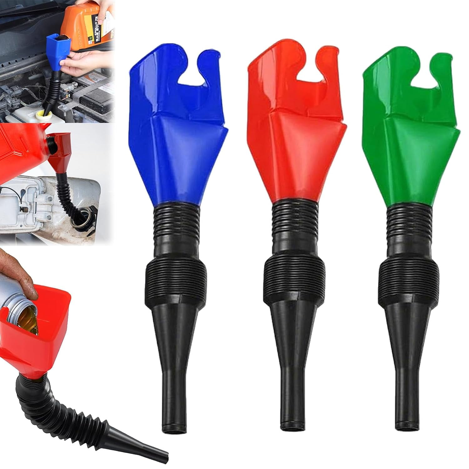 Retractable Funnel with Flexible Hose, Wide Mouth Snap on Funnel with ...