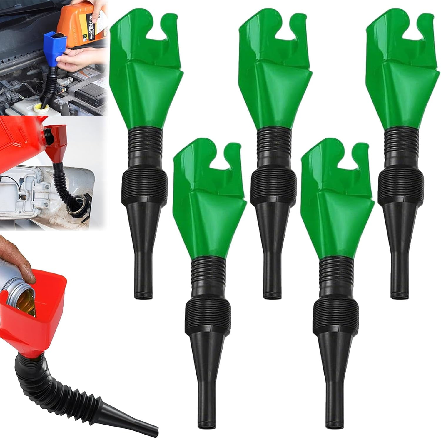 Retractable Funnel with Flexible Hose, Wide Mouth Snap on Funnel with ...