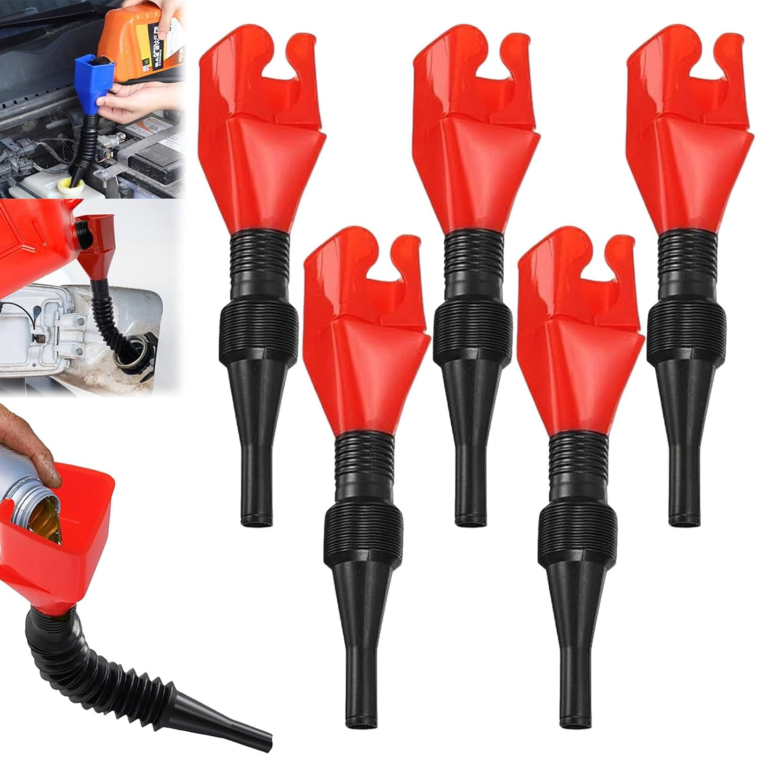 Retractable Funnel with Flexible Hose, Wide Mouth Snap on Funnel with ...