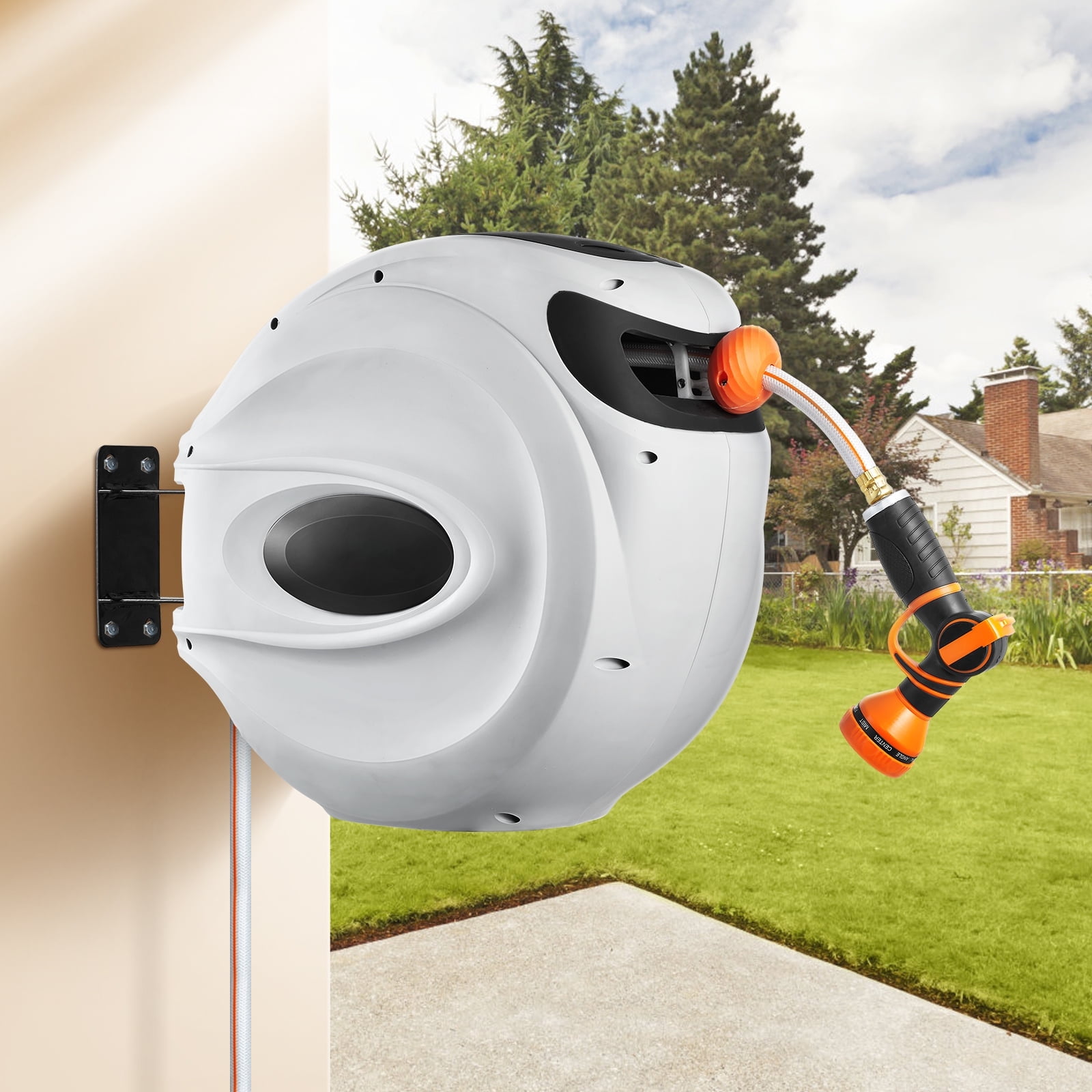 Retractable Garden Hose Reel 1/2" 100ft Automatic Hose Reel with 9 ...