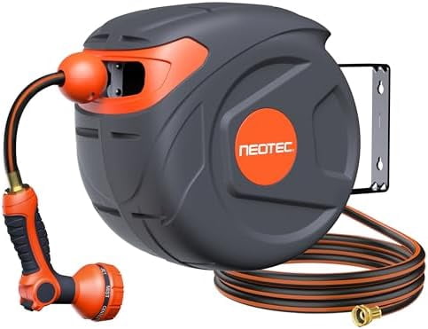 Retractable Garden Hose Reel 1/2 Inch x 50 Ft, Heavy Duty Wall Mounted ...