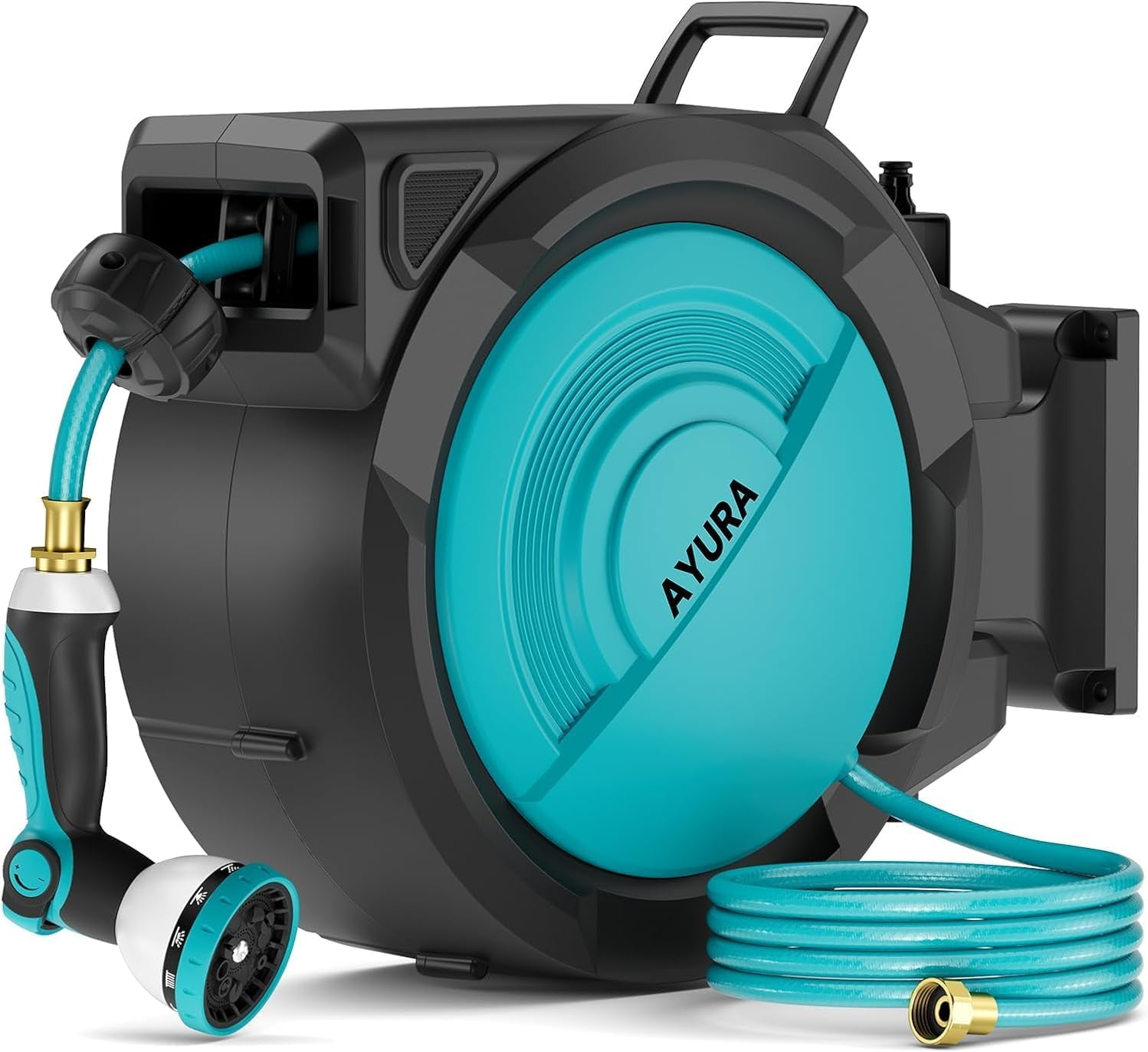 Retractable Garden Hose Reel, 5/8 inch x 100 ft Water Hose Reel Wall ...