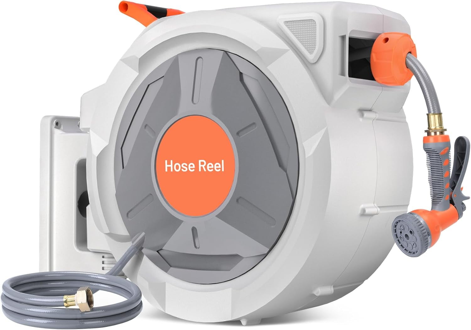 Retractable Garden Hose Reel, 5/8 In x 100 Ft With 9 Function Sprayer ...
