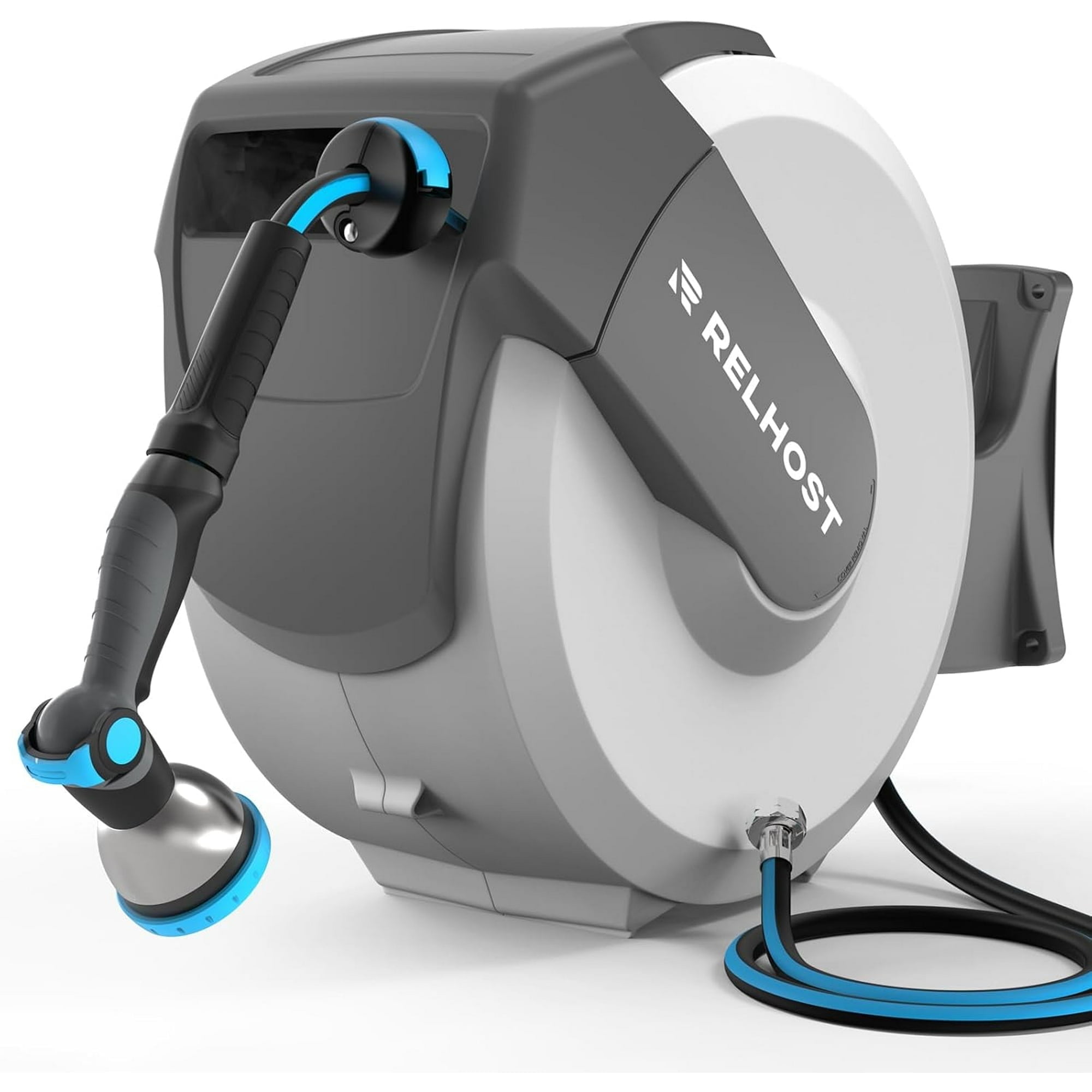 Retractable Garden Hose Reel 65 ft x 1/2 in, Heavy Duty Hose Reel Wall Mount with Any Length ...