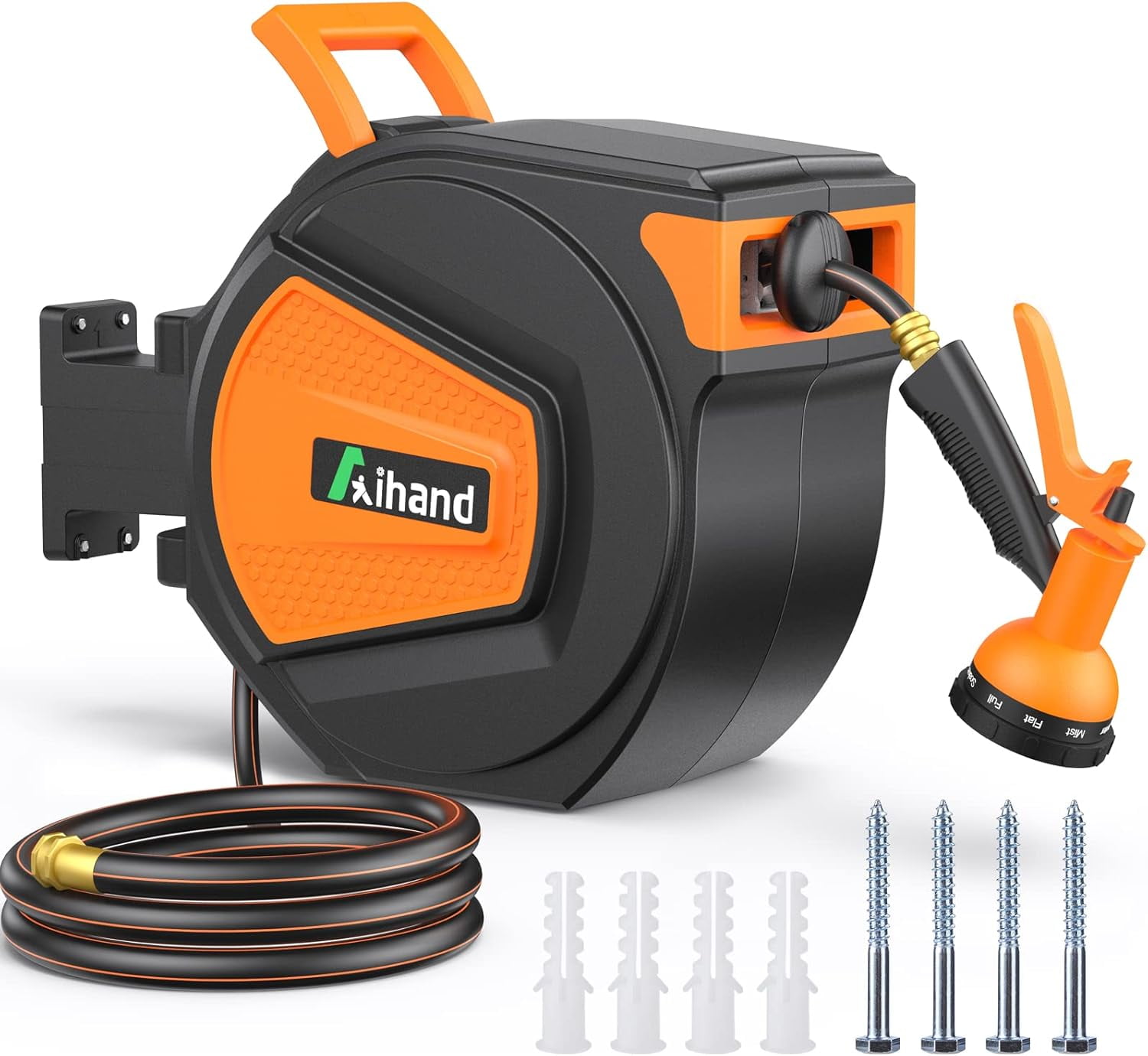 Retractable Garden Water Hose Reel Aihand 100ft x 1/2" Wall Mount ...