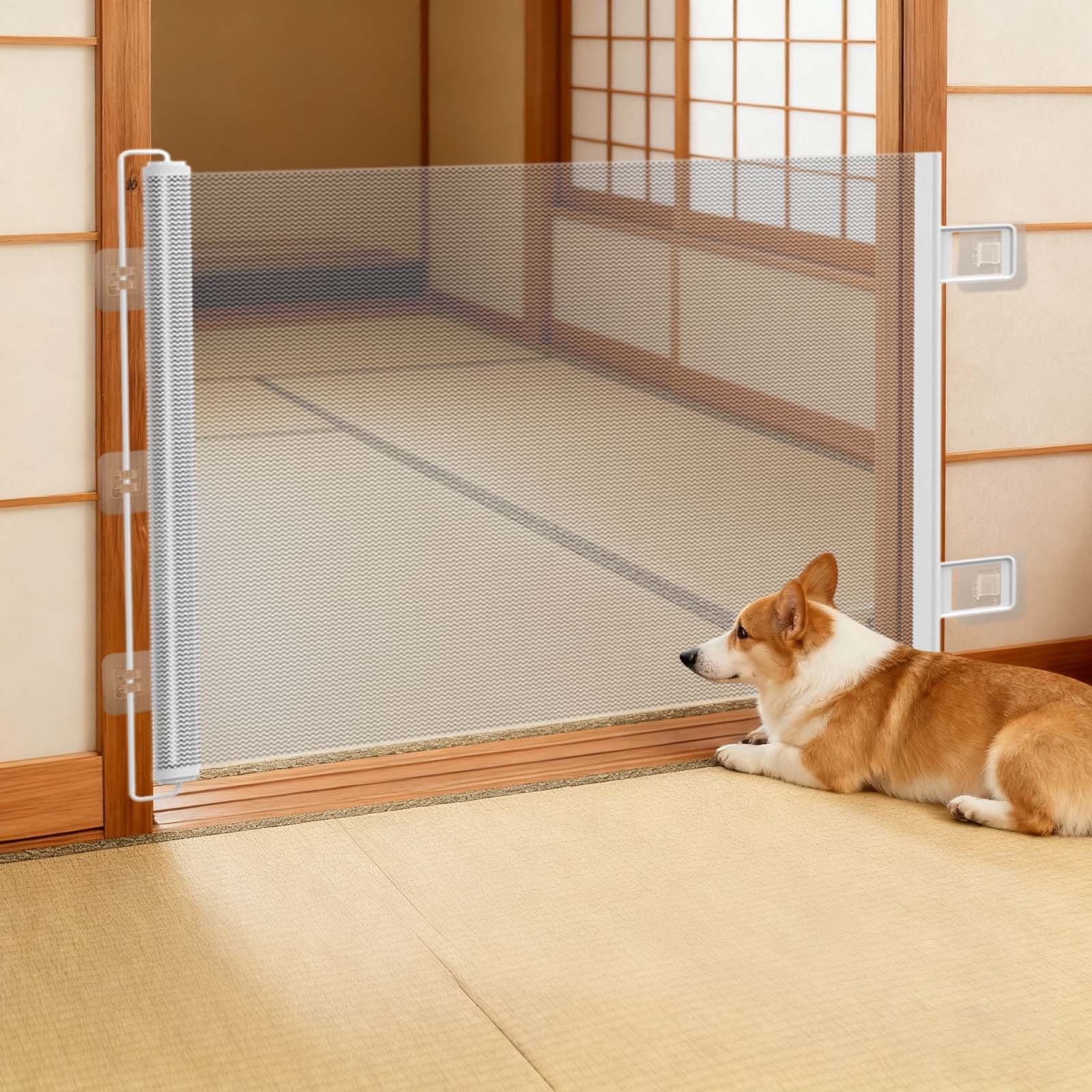 Retractable Gate Retractable Gate For Babies And No Drilling Mesh Gate ...