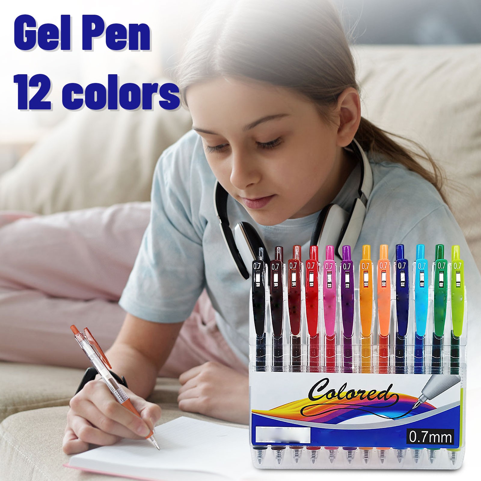 Retractable Gel Pens, Bullet Point, 0.7 mm, Gray Barrel, Assorted ...