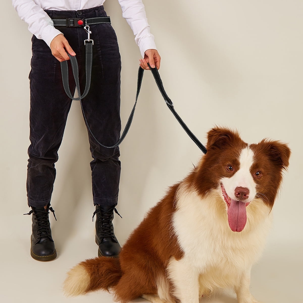 Retractable Hands Free Dog Leash, Dual Handle Bungee Waist Leash for ...