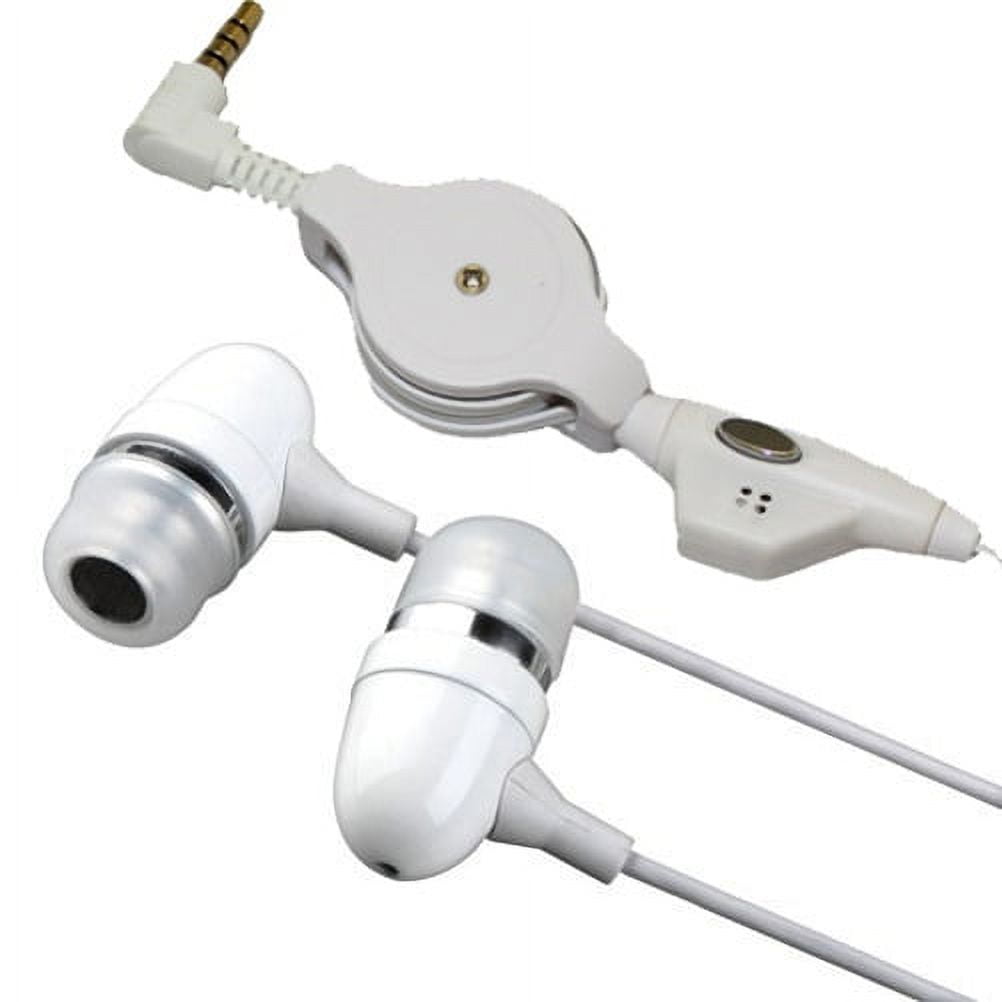 Retractable Headset Hands-free Earphones w Mic Dual Metal Earbuds ...