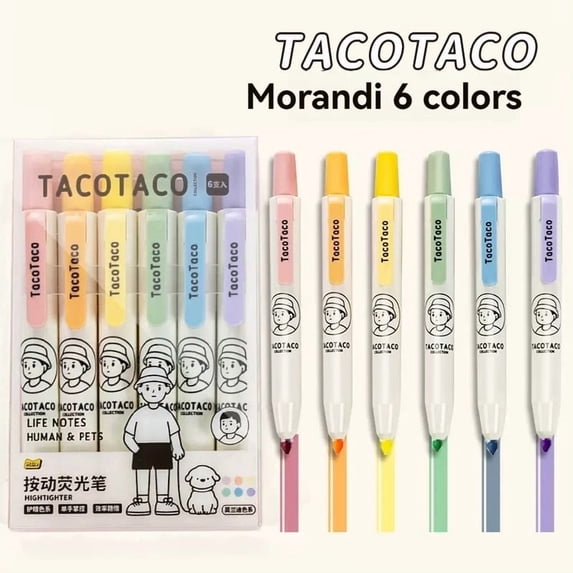 Retractable Highlighters, 6 Pack, Pastel Colors, Chisel Tip, No Smear ...