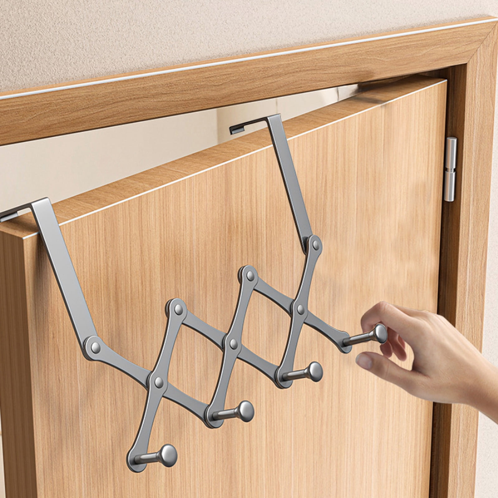 Retractable Hooks Behind Door Hanging Rack Shelves, No Holes, Behind ...