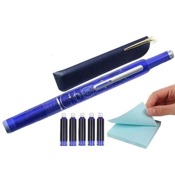 Retractable Inks Pen with 5 Inks Sac Fine Tip Ergonomic Grip Press ...