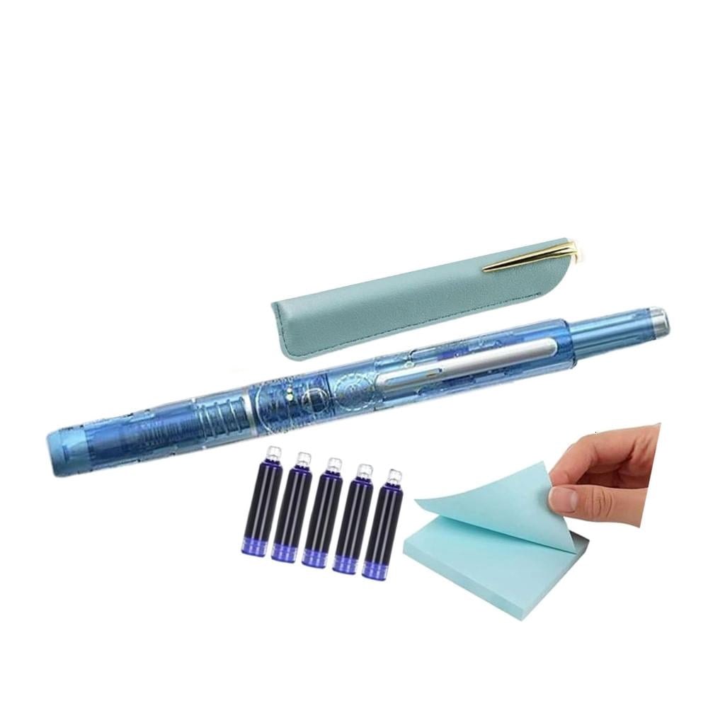 Retractable Inks Pen with 5 Inks Sac Fine Tip Ergonomic Grip Press ...