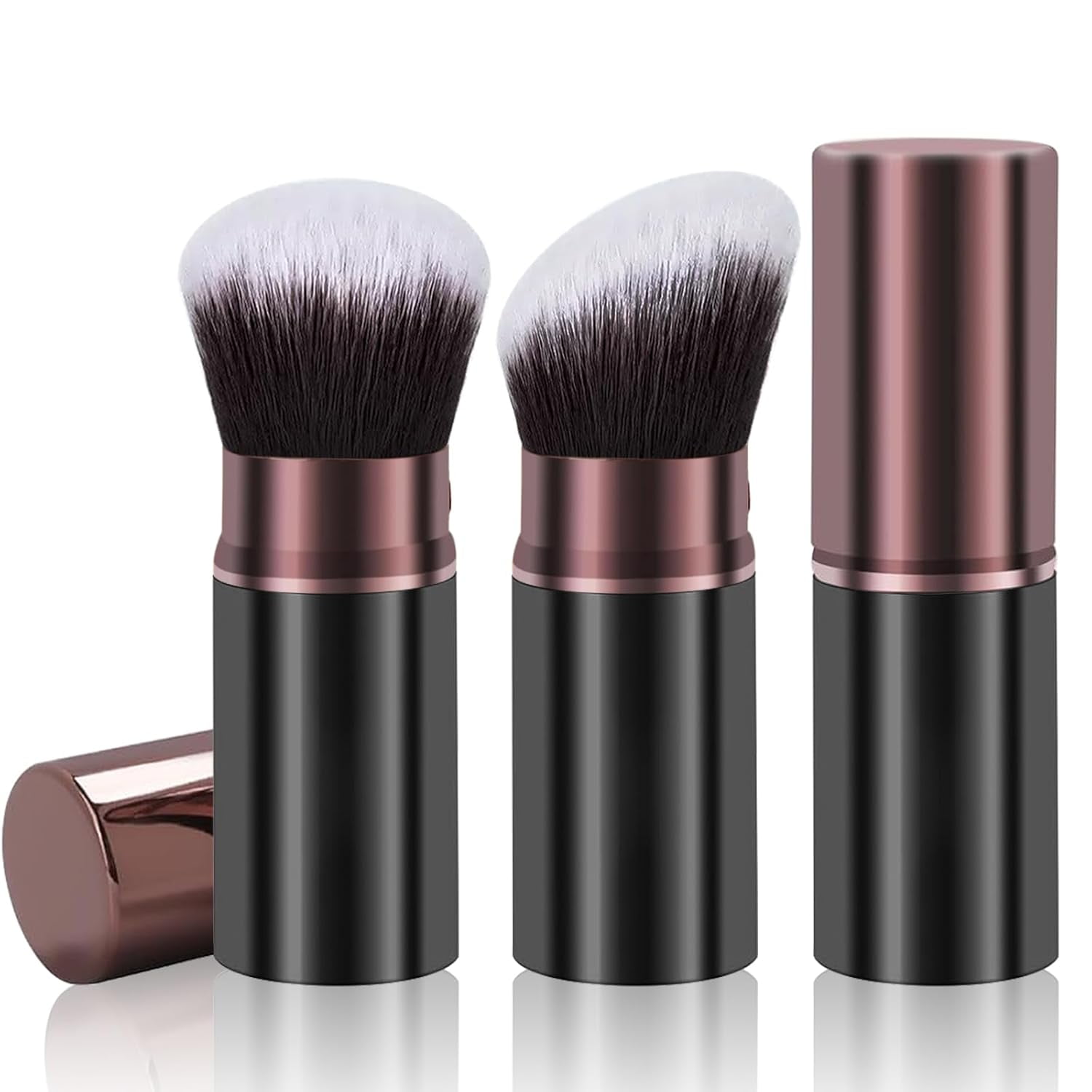 Retractable Kabuki Makeup Brush, 2 Pack Travel Powder Foundation Makeup Brush Face Blush Brushes ...