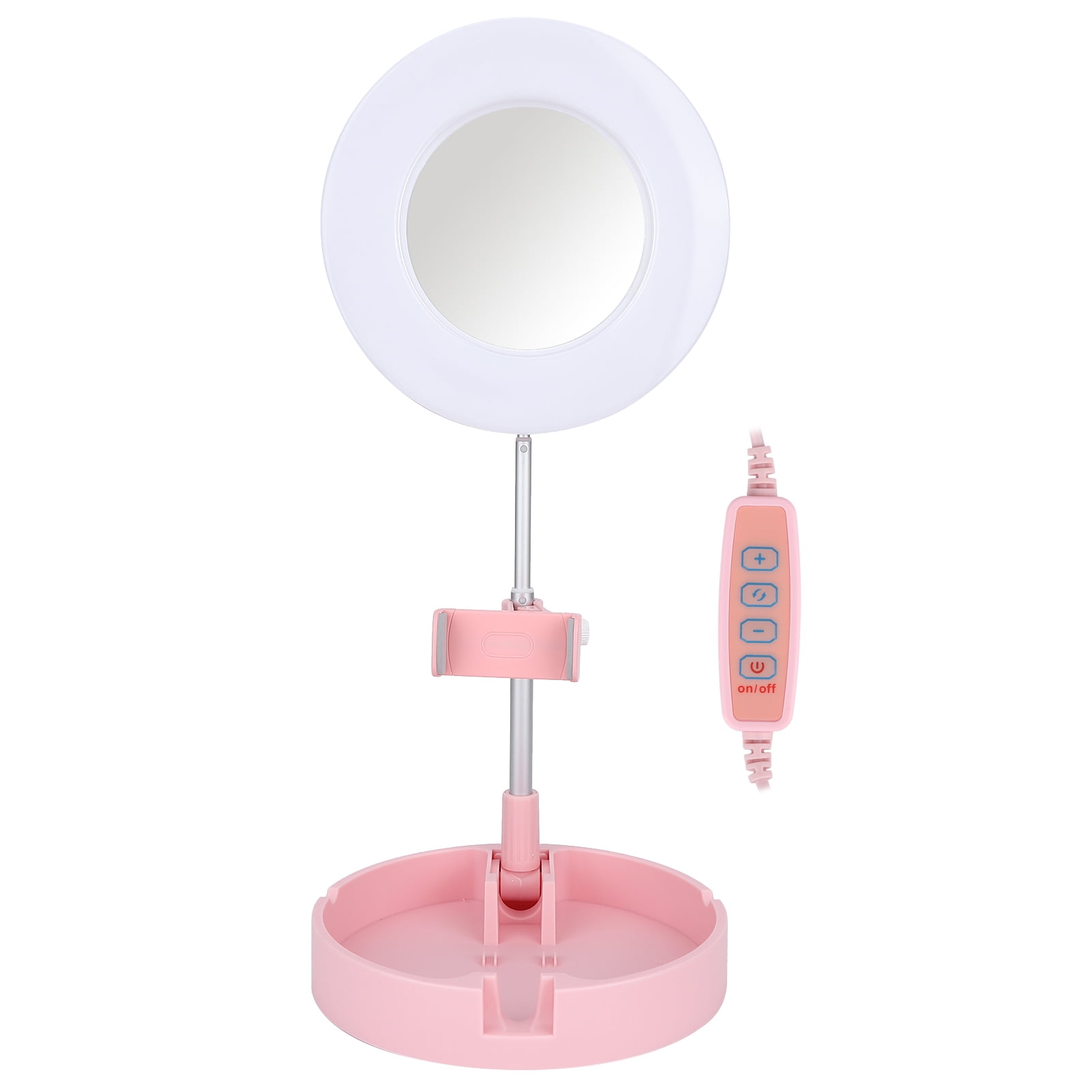 Retractable LED Circle Light with Mirror 6.3in Round Fill Lamp with ...