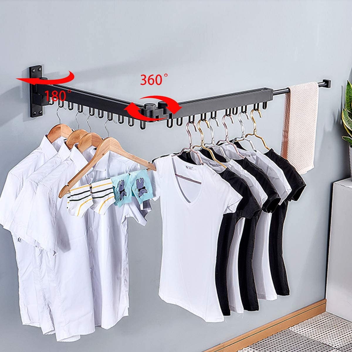 Retractable Laundry Drying Rack Wall Mount, Collapsible Clothes Drying ...