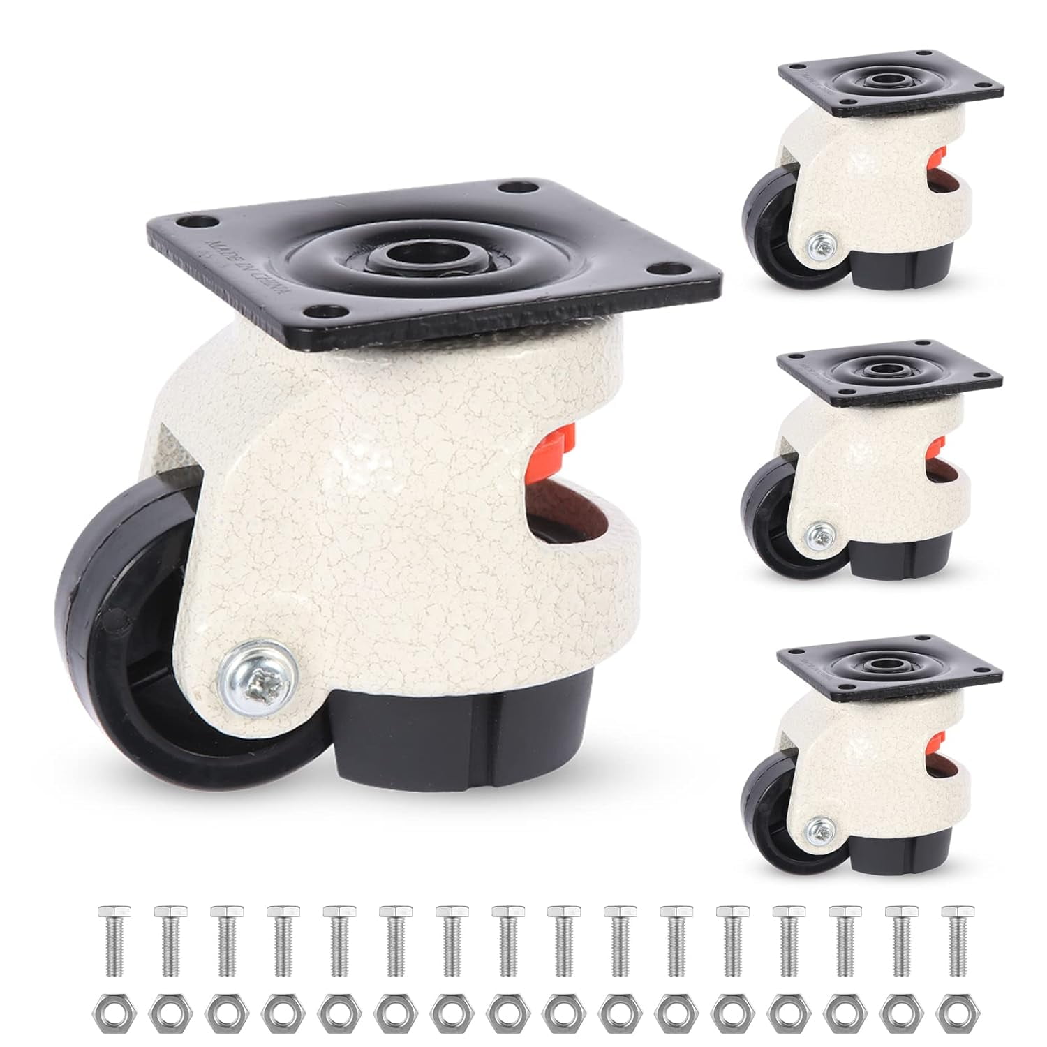 Retractable Leveling Casters, Heavy Duty with 2200 Lbs Capacity, Set of ...